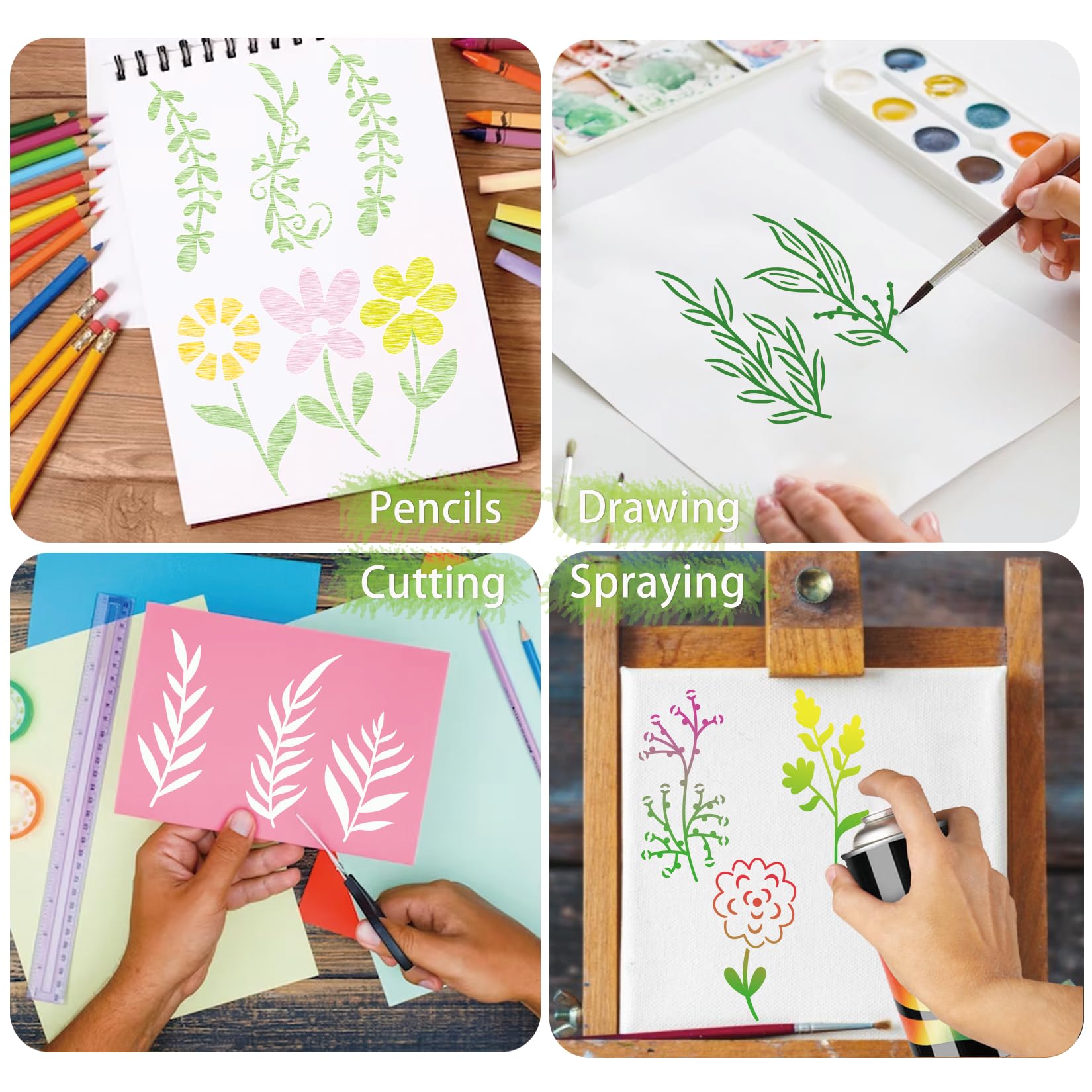 Snapklik.com : Yhslmh Nature Vine Stencils For Painting On Wood Burning ...