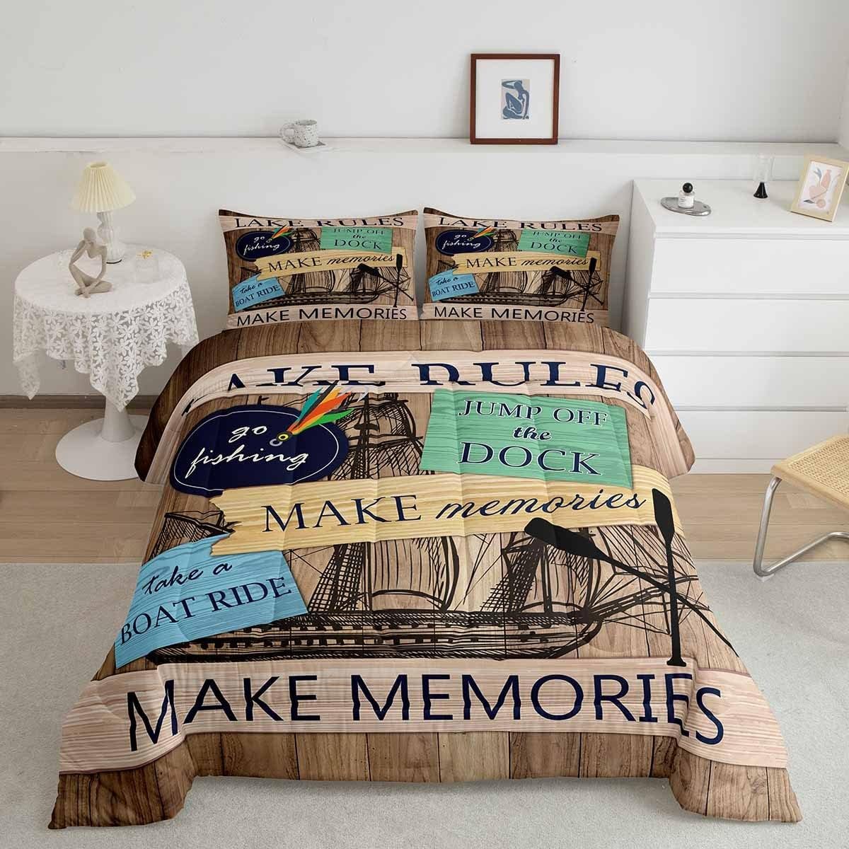 Amazon.com: Lake House Comforter Set Queen Size Rustic Farmhouse Style ...