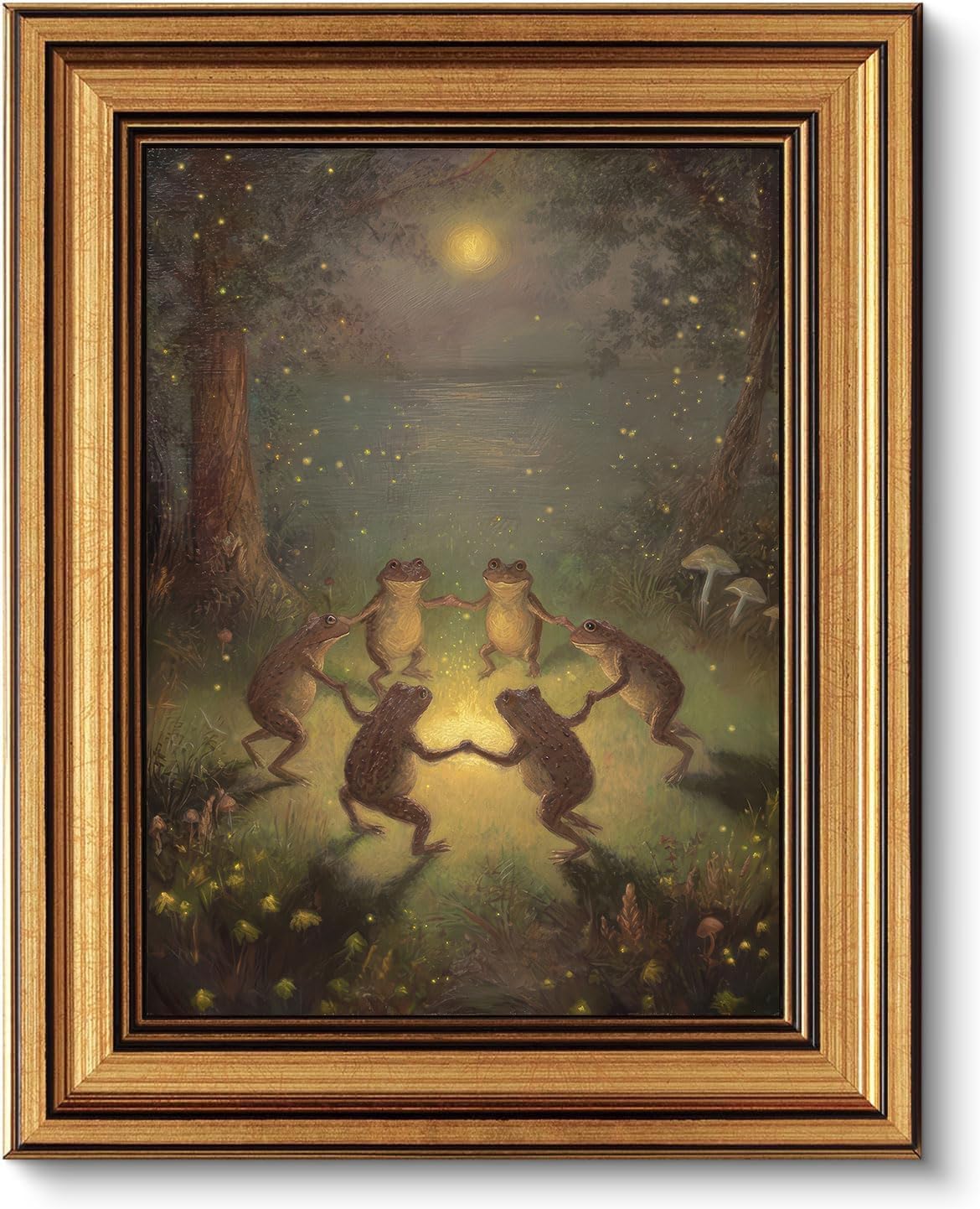 Amazon.com: Gold Framed Wall Art, Vintage Whimsical Dancing Frogs ...