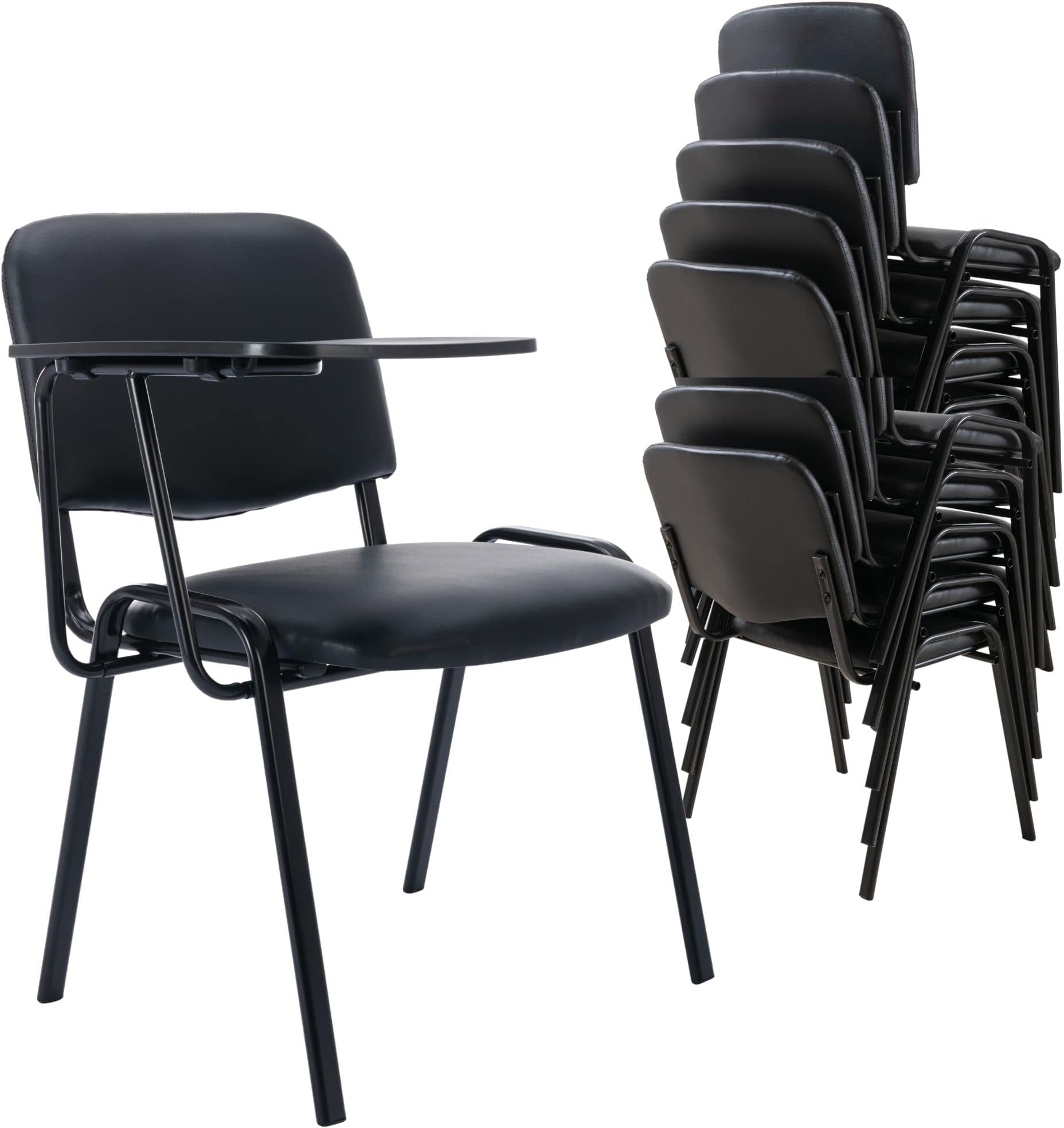Amazon.com: Black Tablet Arm Chairs Set of 15, PU Comfort Office ...