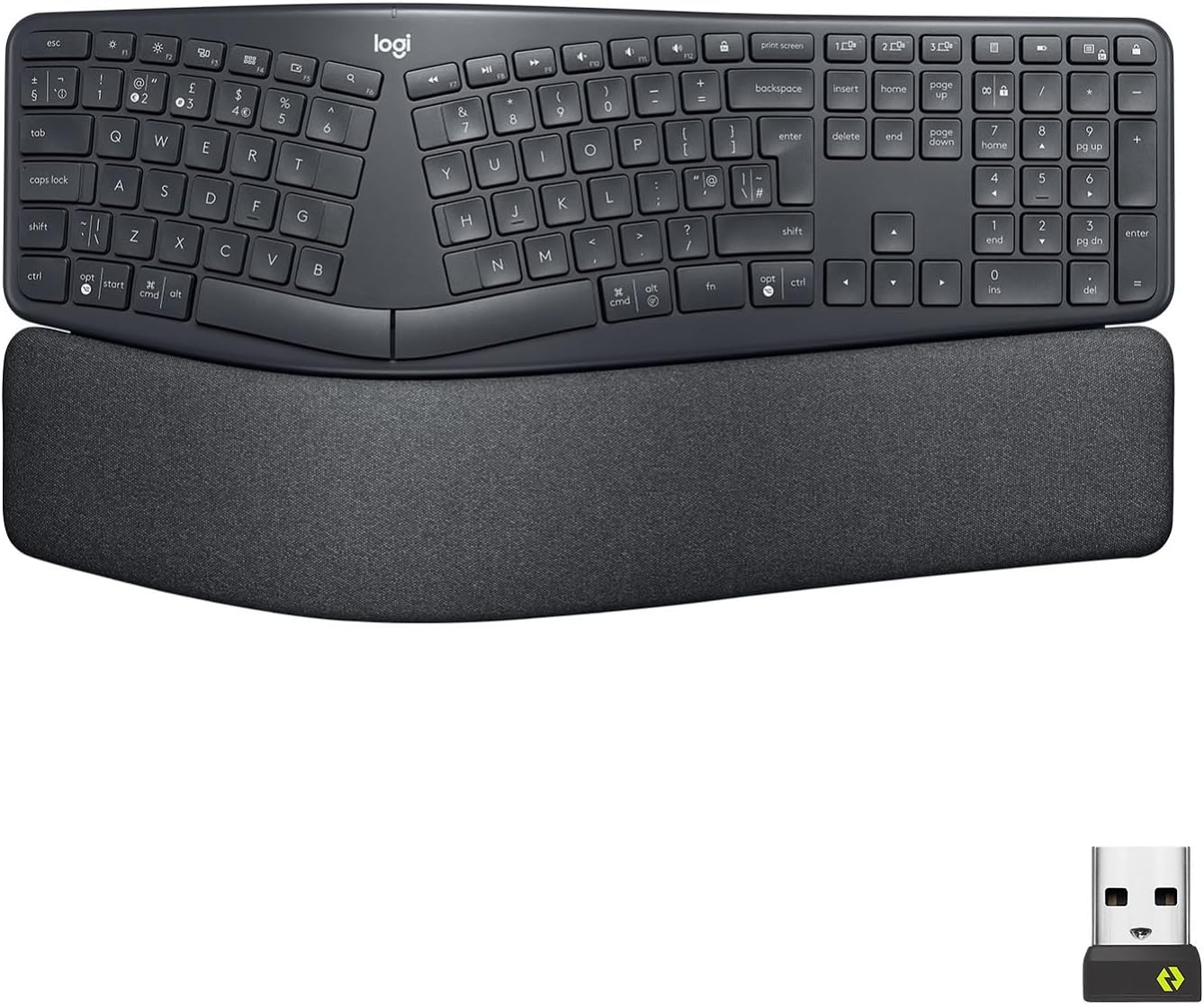 Logitech Ergo K860 Wireless Ergonomic Keyboard with Wrist Rest - Split ...