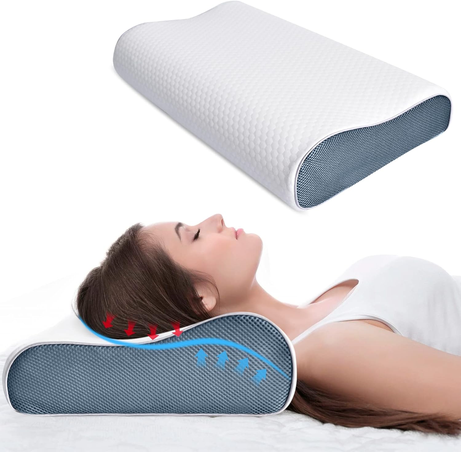 KTMOUW Almohada Memory Foam, Almohada ortopedica, Almohada Cervical ...