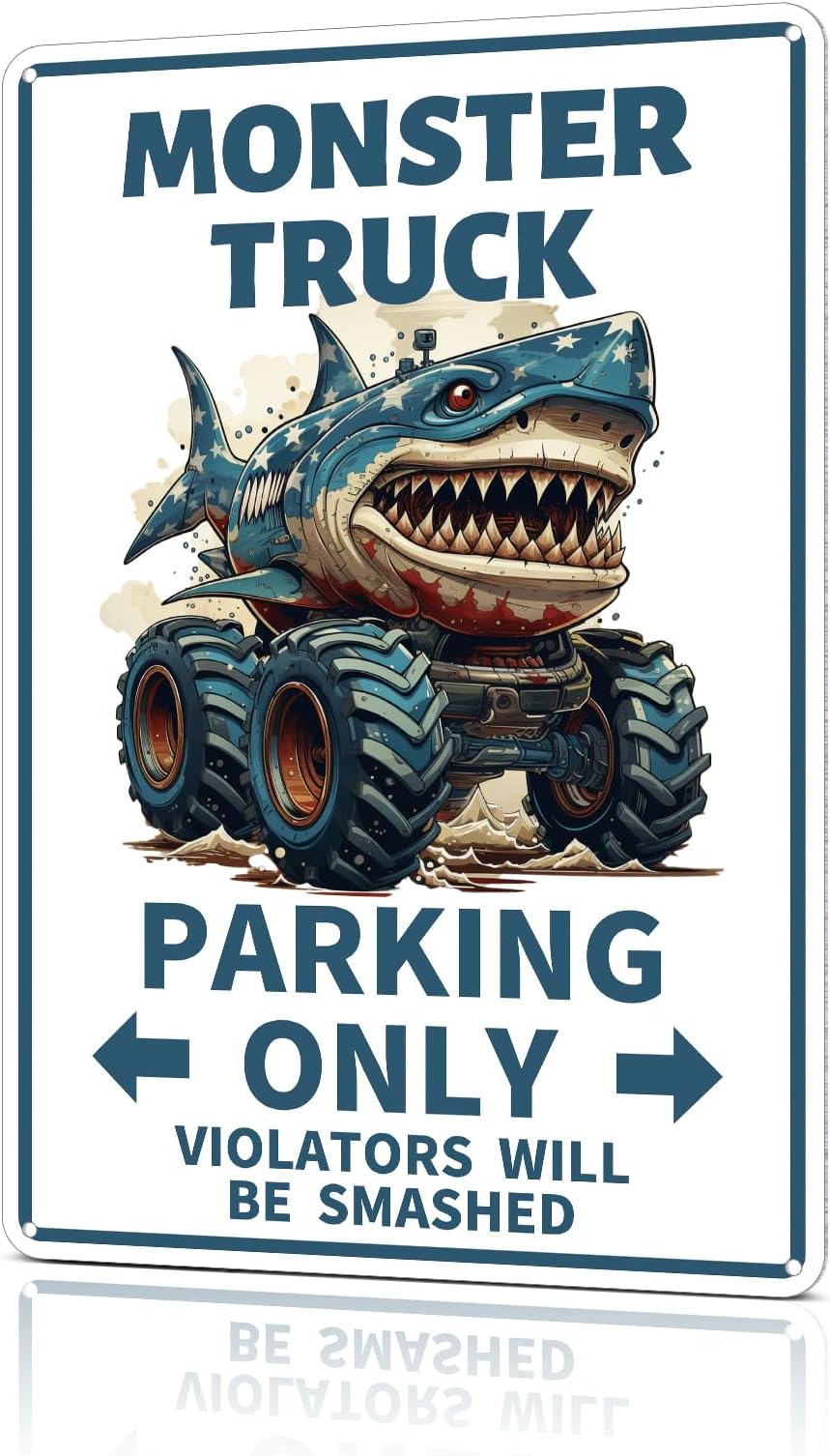 Amazon.com: Venicor Monster Truck Sign - 9 x 14 Inches - Aluminum ...