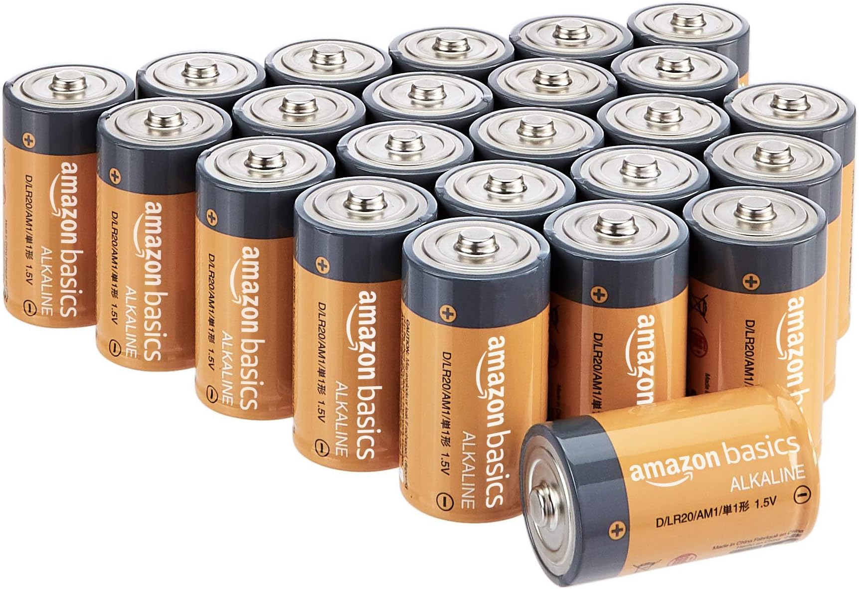 Amazon Basics D Cell 1.5 Volt Everyday Alkaline Batteries - Pack of 24 ...