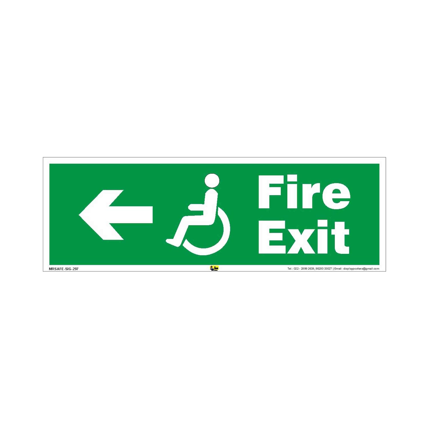 Mr. Safe - Fire Exit Sign D Sign Eco Vinyl Sticker 12 Inch X 4 Inch ...