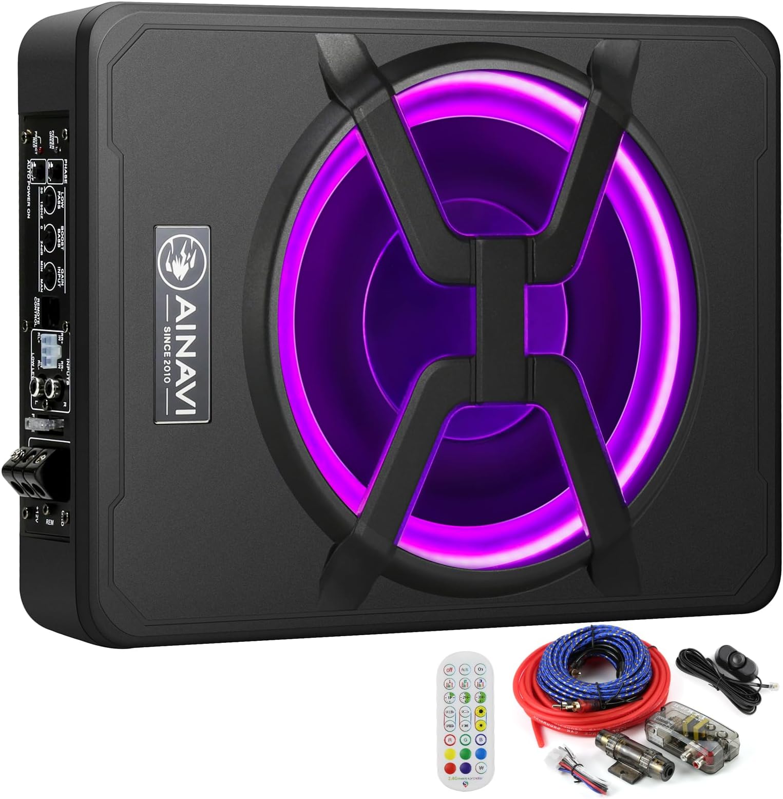 Amazon.com: AINAVI 10 Inch Under Seat Car Subwoofer Bass Active Stereo ...