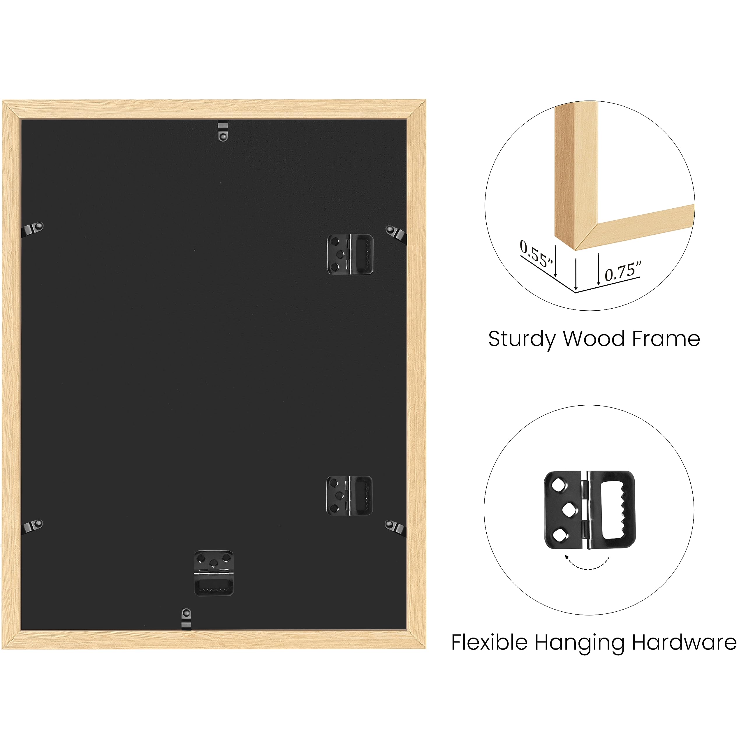 EXCOOL CLUB Beige 12x16 Frame Wood Set of 1-12x16 Picture Frame with ...