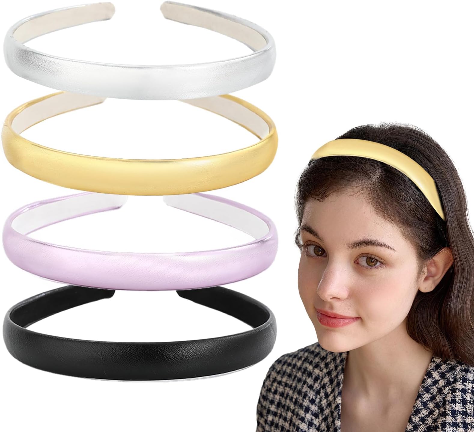 Amazon.com : OIIKI 6PCS Metal Double Headbands, Gold Double Row ...