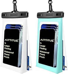 Amazon.com: Aittitue Float Waterproof Phone Pouch : 2 Pack Floating ...
