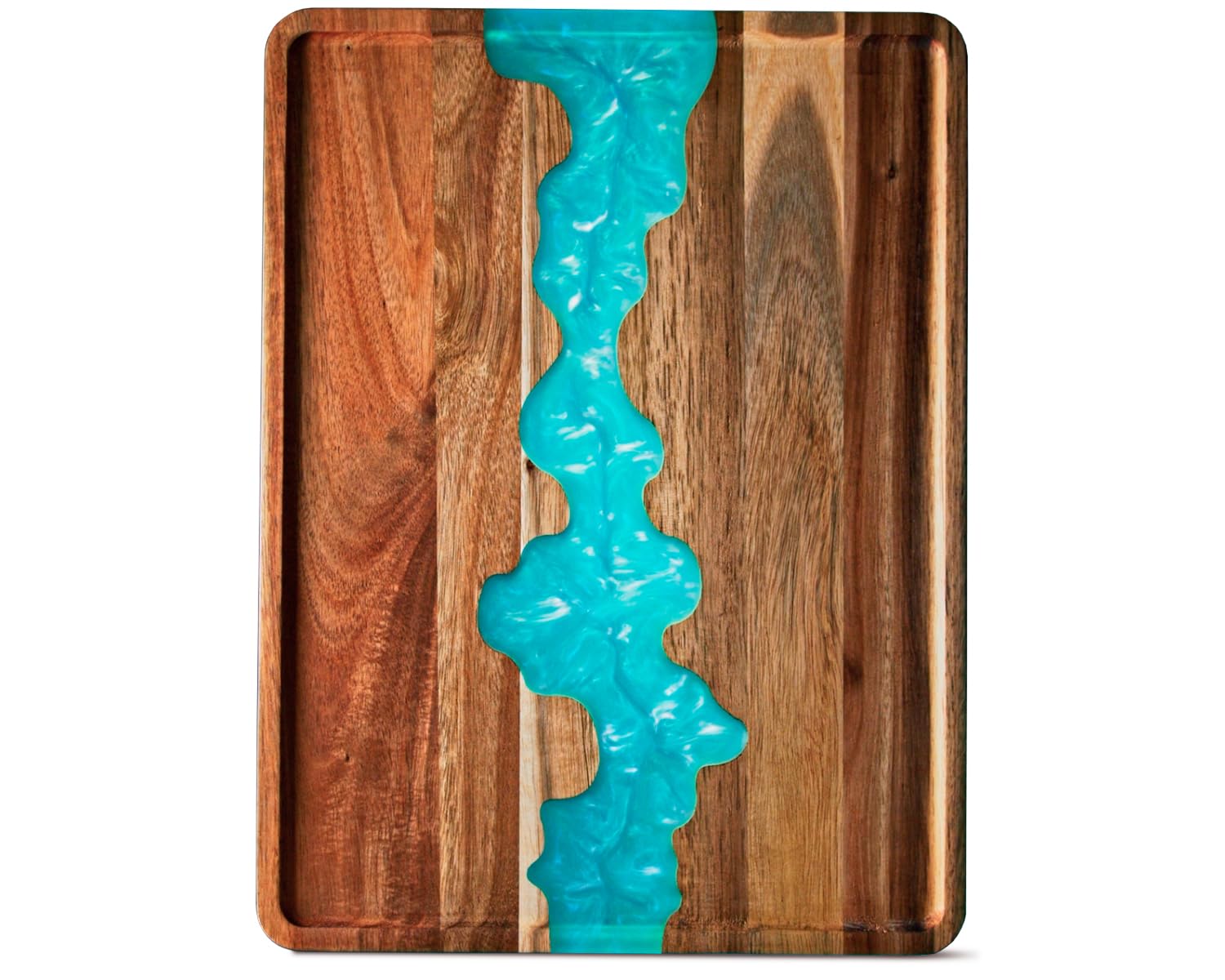 Amazon.com: Visually Stunning Celeste Blue Resin + Acacia Wood Serving ...