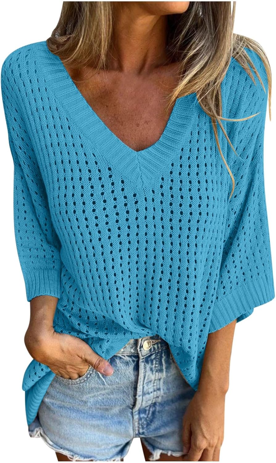 Warehouse Items Fall Sweaters for Women 2024 Casual V Neck Knit ...