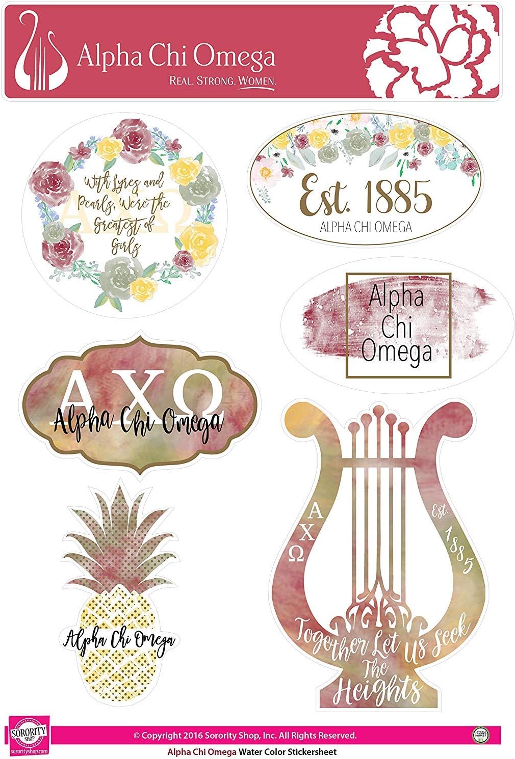 Amazon.com: Alpha Chi Omega - Sticker Sheet - Retro Theme