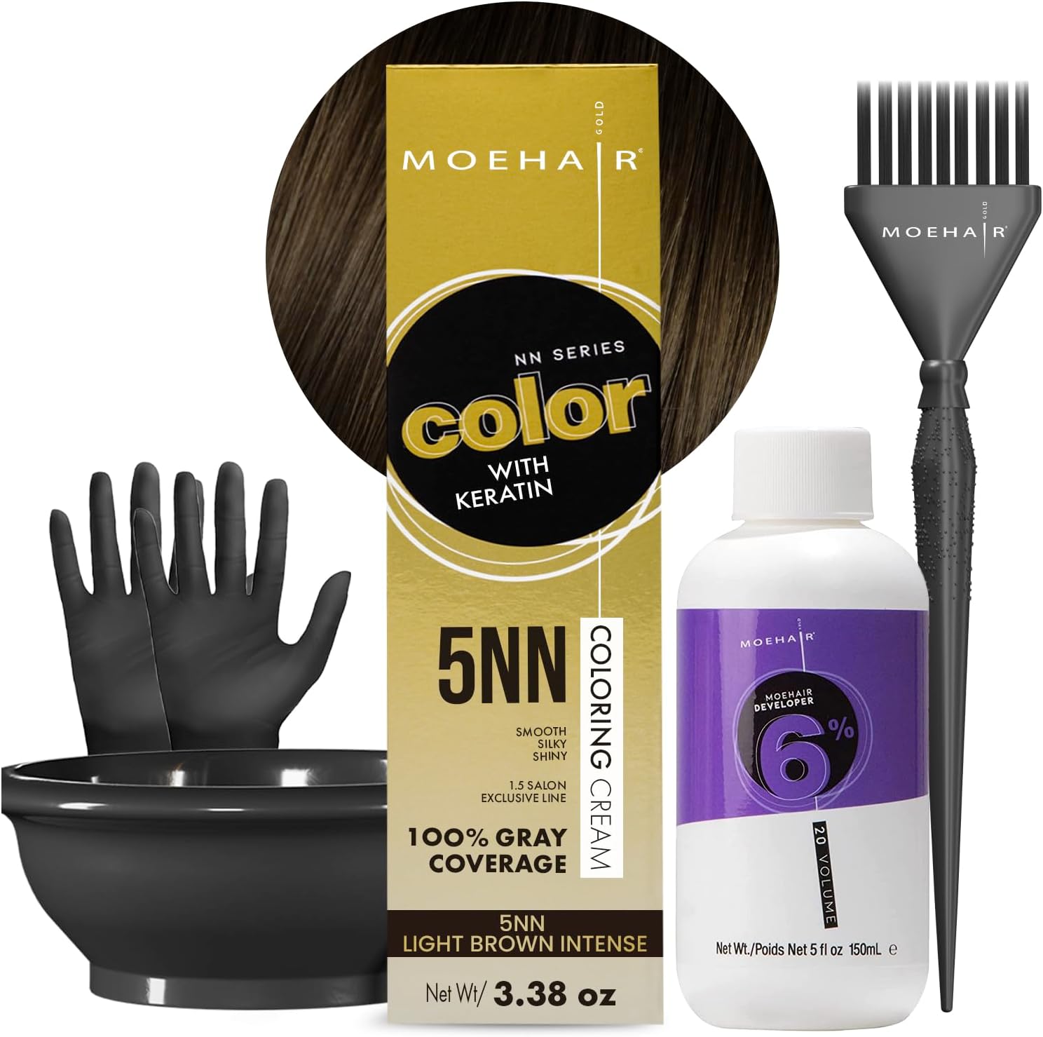 Amazon.com: MOEHAIR Hair Coloring Kit | 5NN Permanent Hair Color (Light ...