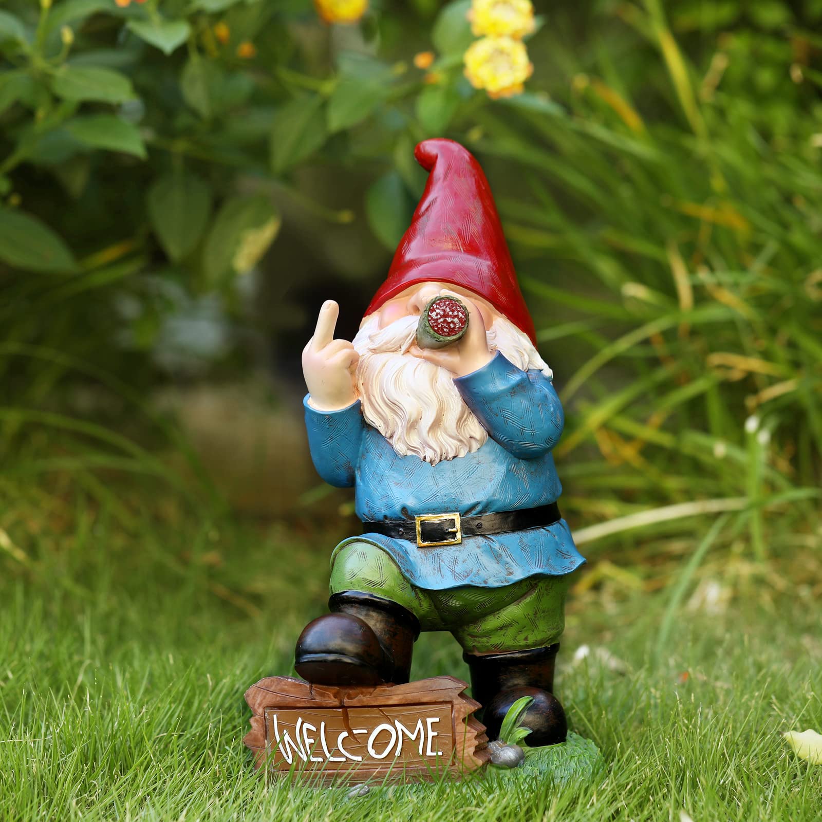 Resin Gnomes Garden Decor, 13.5" Tall Solar Large Inappropriate Funny ...