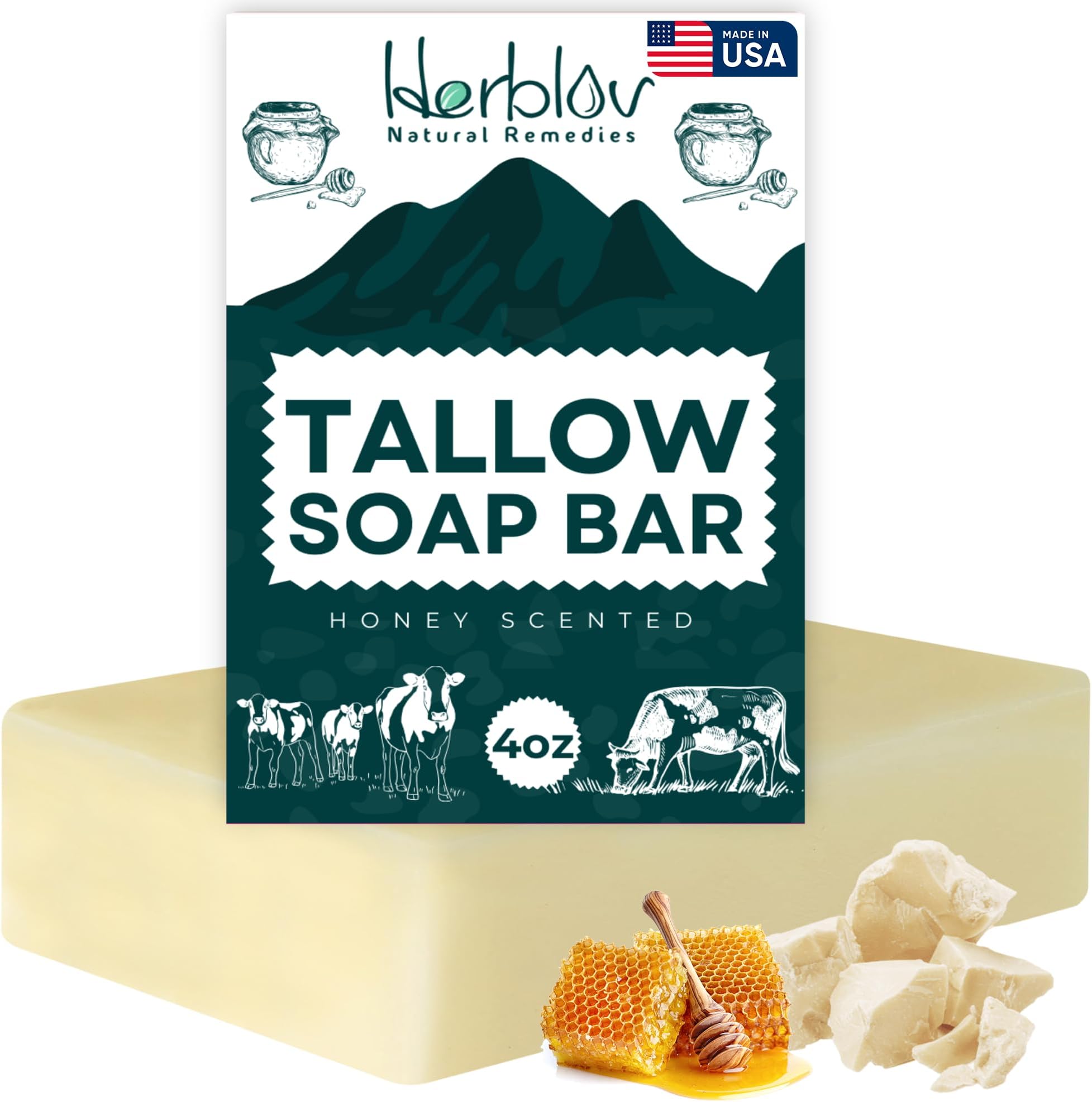 Amazon.com : Beef Tallow Soap Bar – All Natural Grass Fed Tallow Soap ...