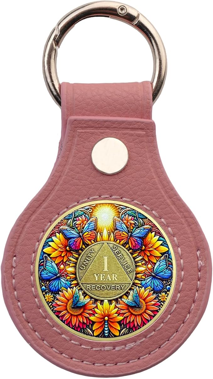 Premium Leather Coin Holder - Handmade Sobriety AA Coins Chip Keychain ...