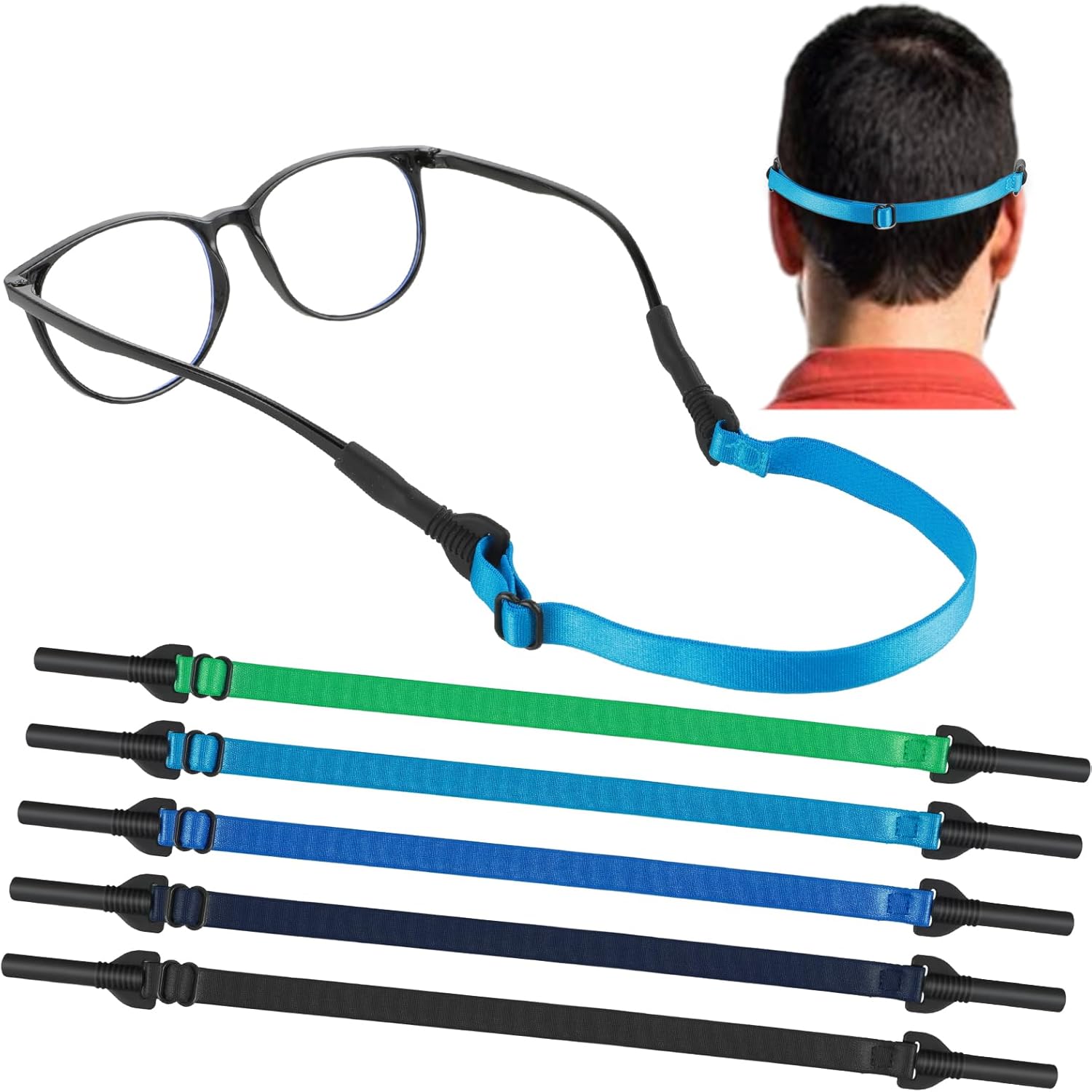 Amazon.com: 5Pcs Adjustable Glasses Strap, Non-slip Elastic Sports ...