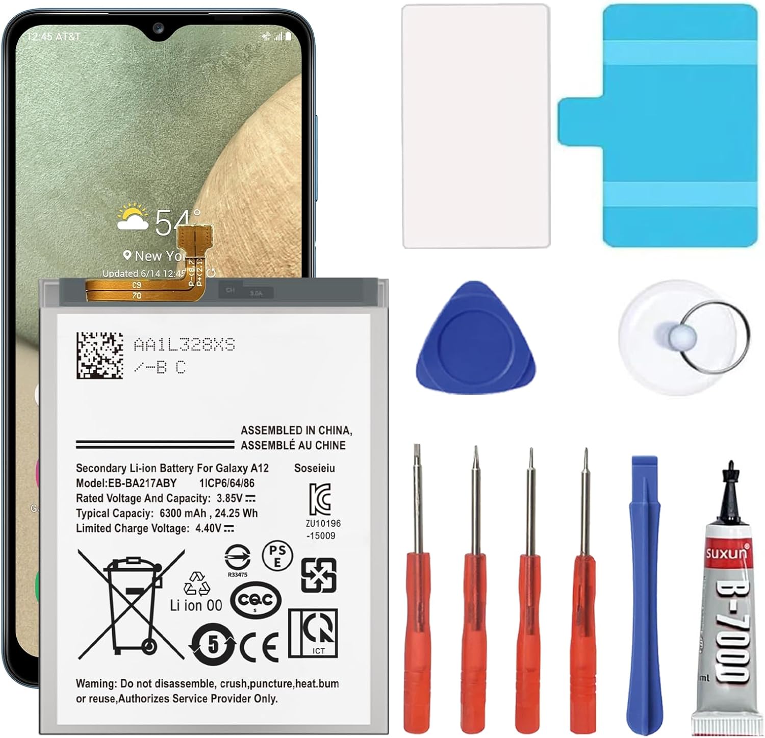 Amazon.com: Soseieiu Galaxy A12 Battery,6300mAh EB-BA217ABY Replacement ...