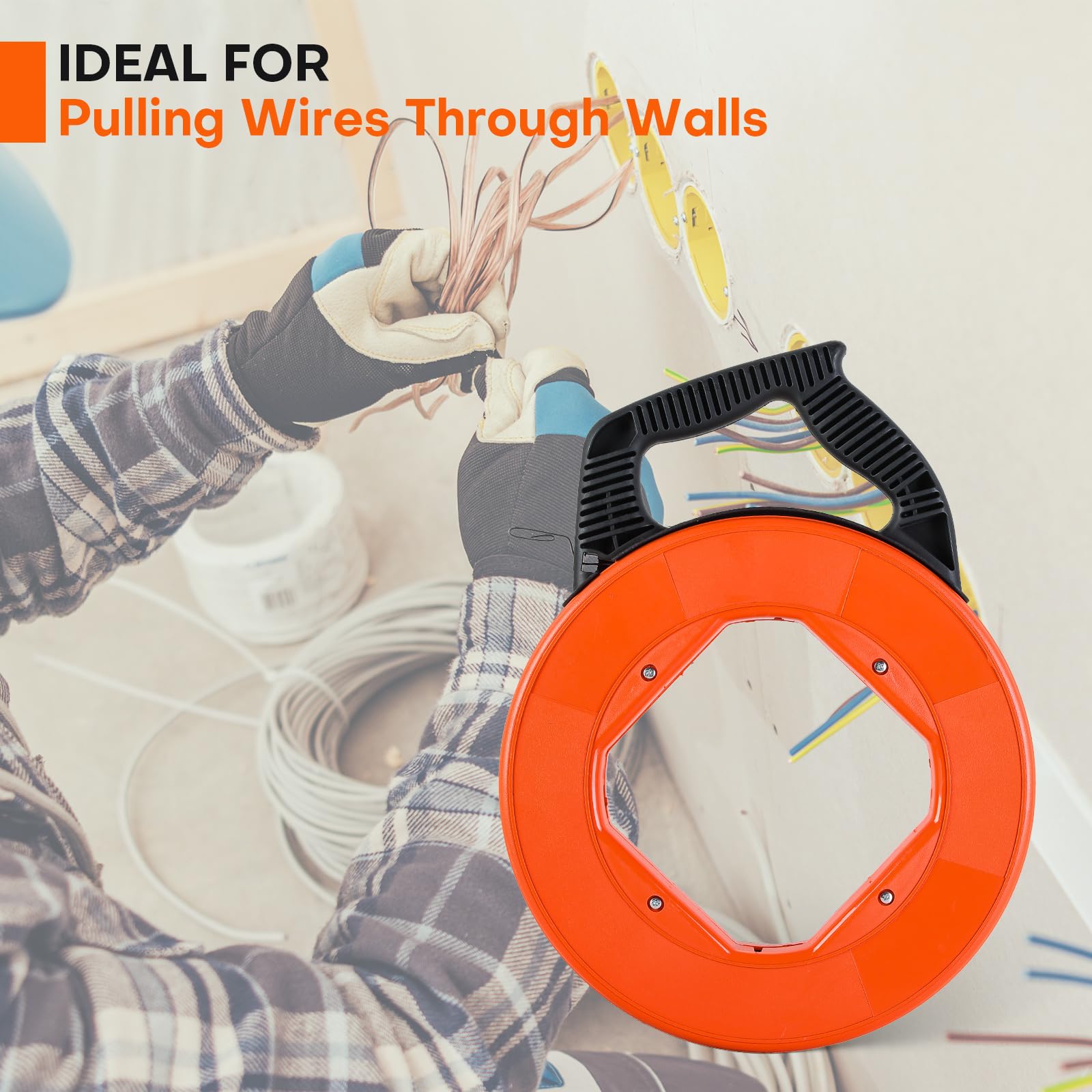 weyleity Steel Fish Tape Kit | 100FT Flexible Cable Pulling Fish Tape ...