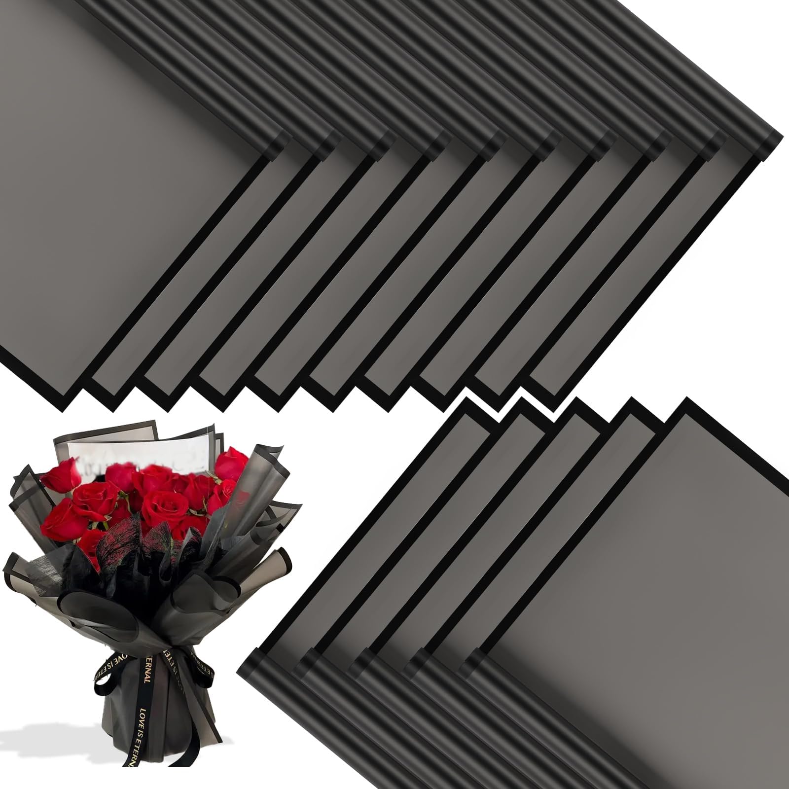 Amazon.com: 20 Sheets Flower Wrapping Paper - Waterproof Floral Bouquet ...