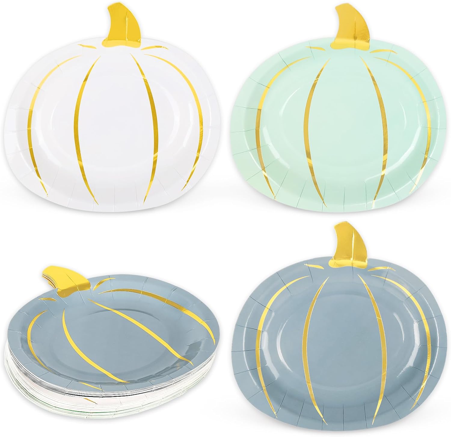 Amazon.com: Whaline 30Pcs Fall Paper Plates Blue Pumpkin Disposable ...