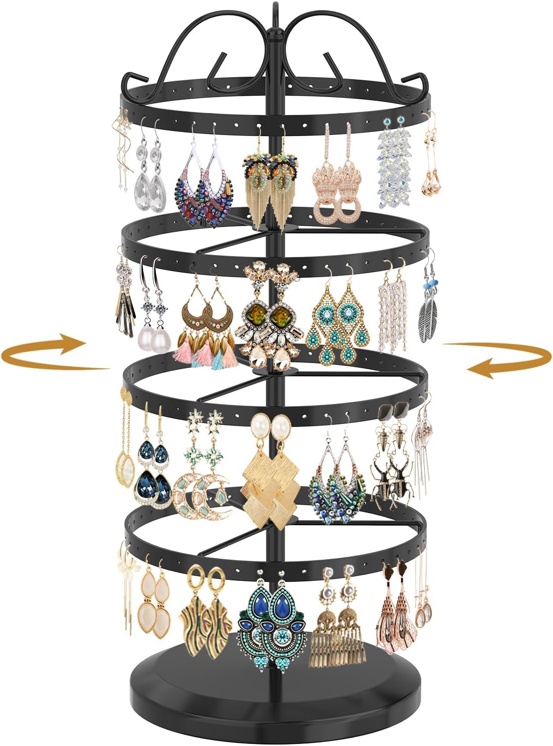 Amazon.com: MODOWEY 4 Tiers Metal Rotating Earring Holder Organizer ...