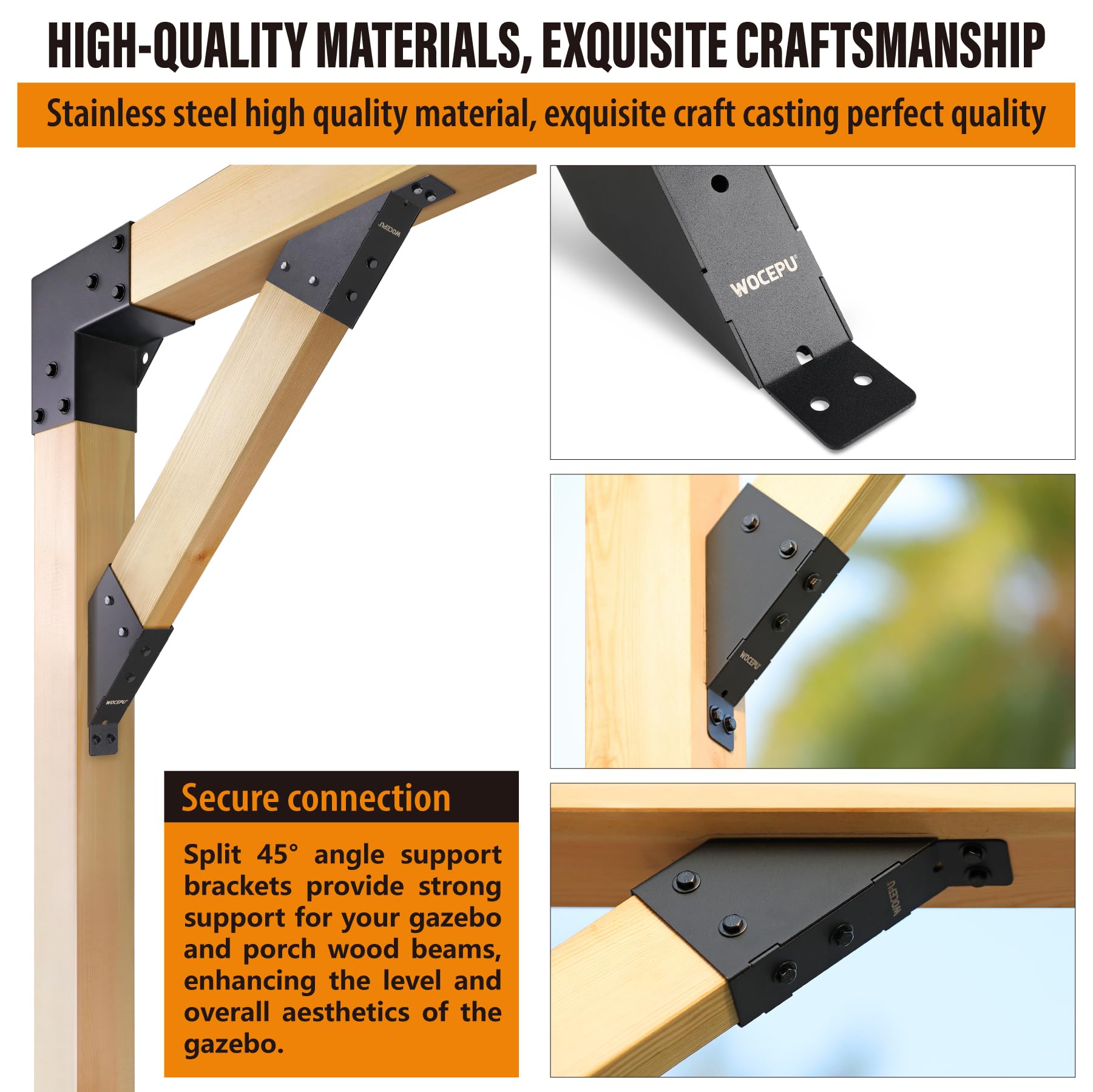 Snapklik.com : Wocepu 8pack 45 Degree Angle Support Bracket, For 2x4