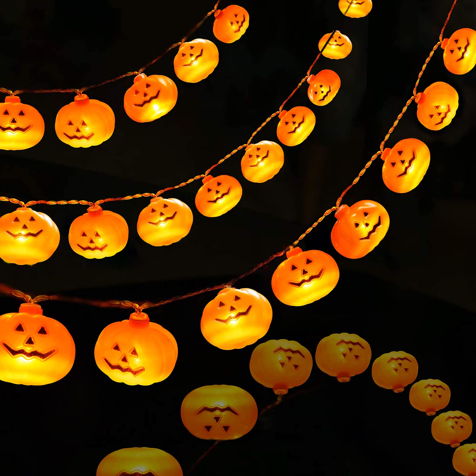 Halloween Decoration LED Pumpkin String Lights, 16.4ft/30 LED Halloween ...