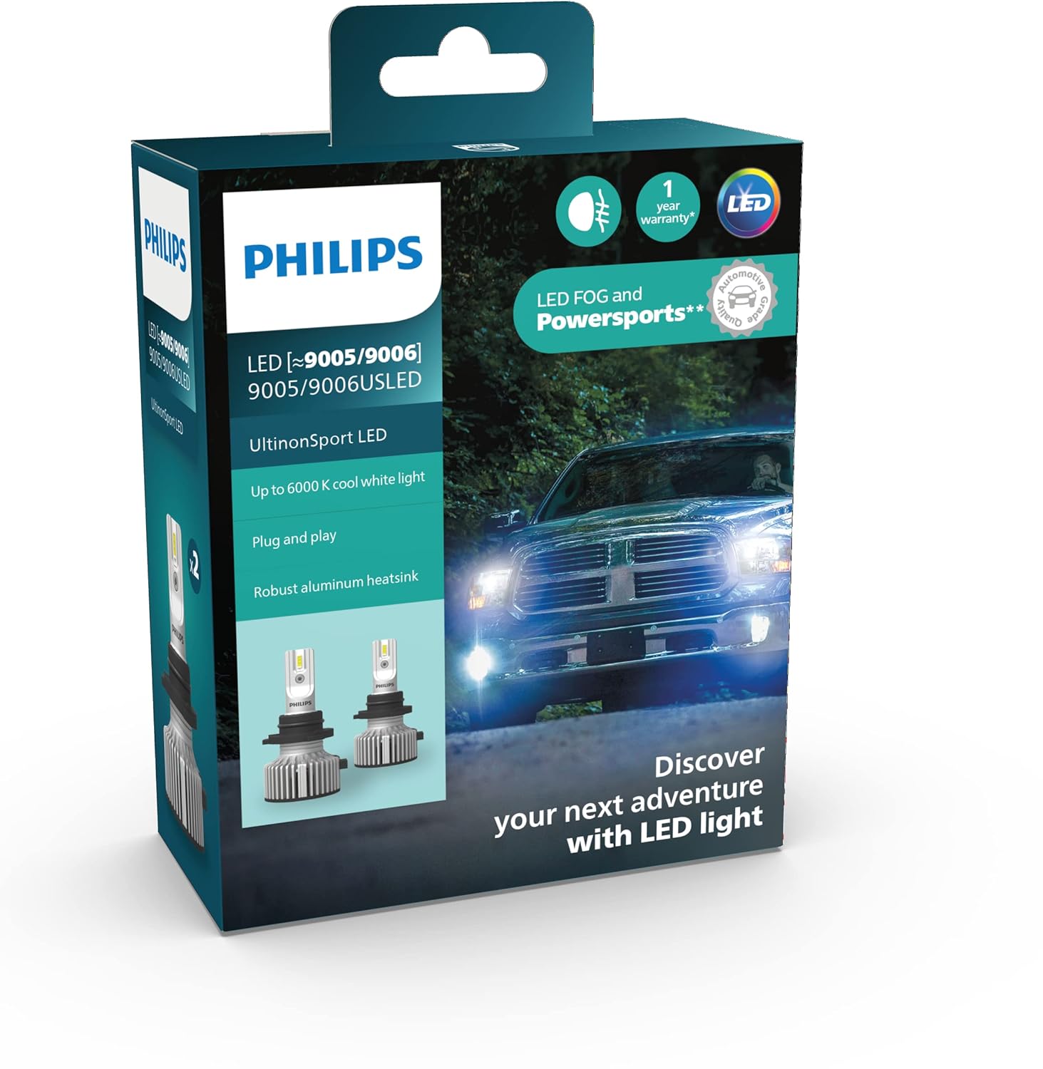 Philips UltinonSport 9005/9006 - foco LED para faros antiniebla y deportivos, paquete de 2 ...