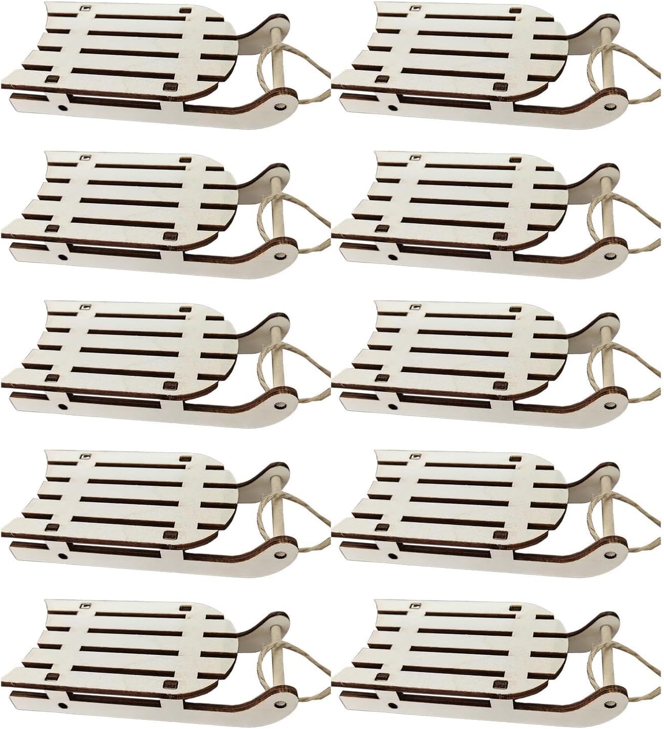 Amazon.com: 10pcs Miniature Wooden Sleighs Ornament Mini Christmas ...