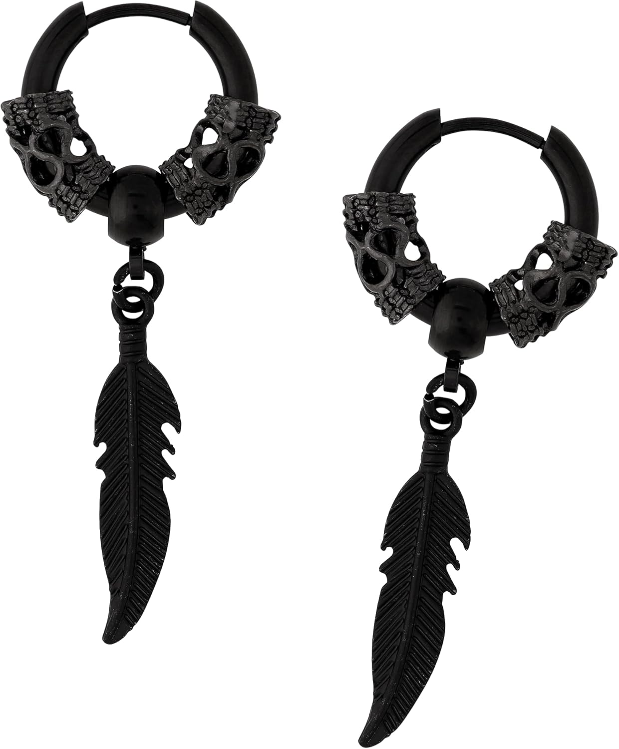 Amazon.com: Sacina Punk Black Feather Earrings, Leaf Hoop Earrings ...