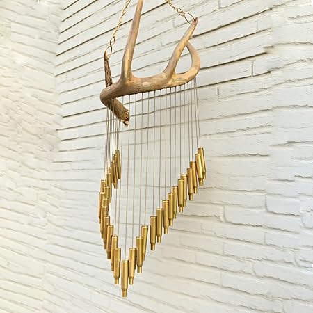 Amazon.com : Large Metal Whitetail Antler Chime,Deer Deep Tone Golden ...