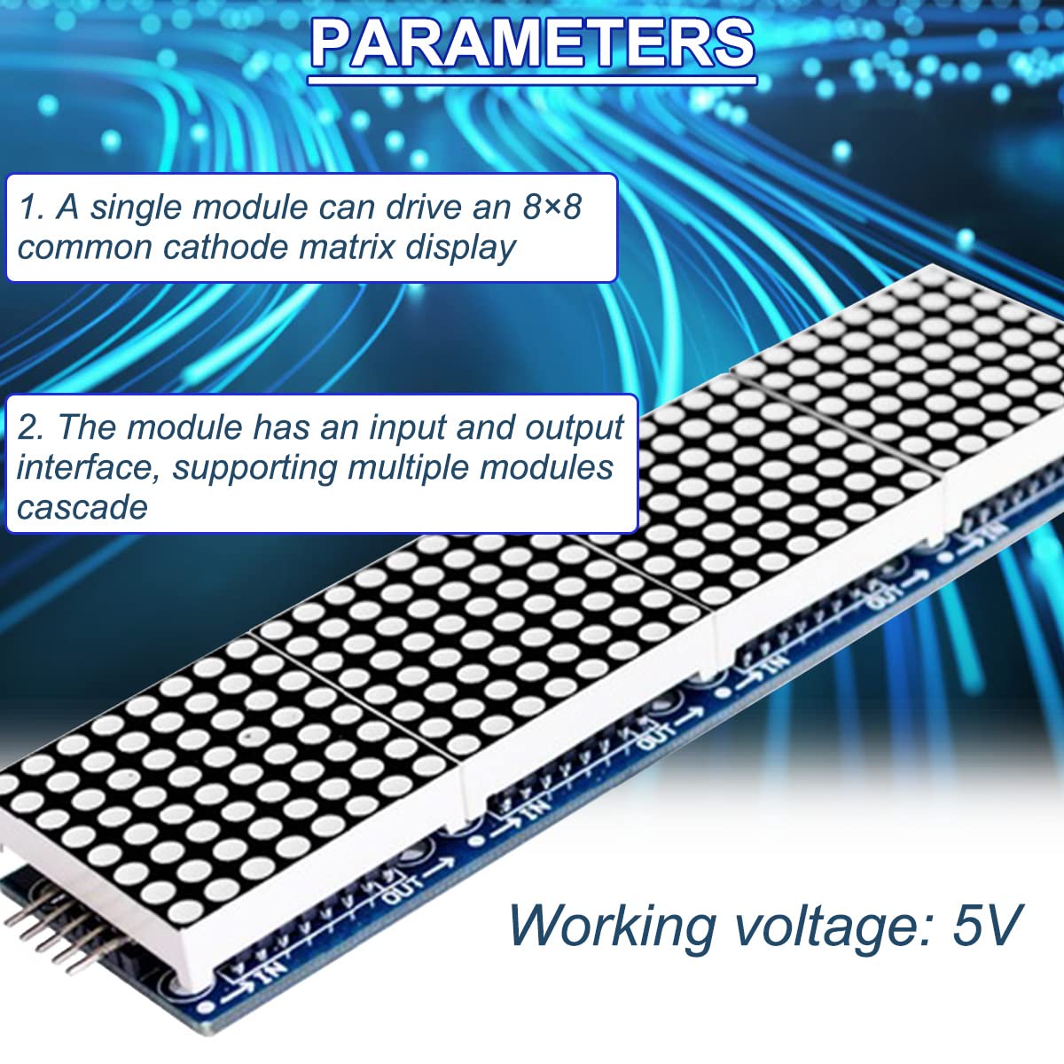 Snapklik.com : DAOKAI 7219 Dot Matrix Module 8 X 32 MCU Control Driver Board Blue LED Common ...