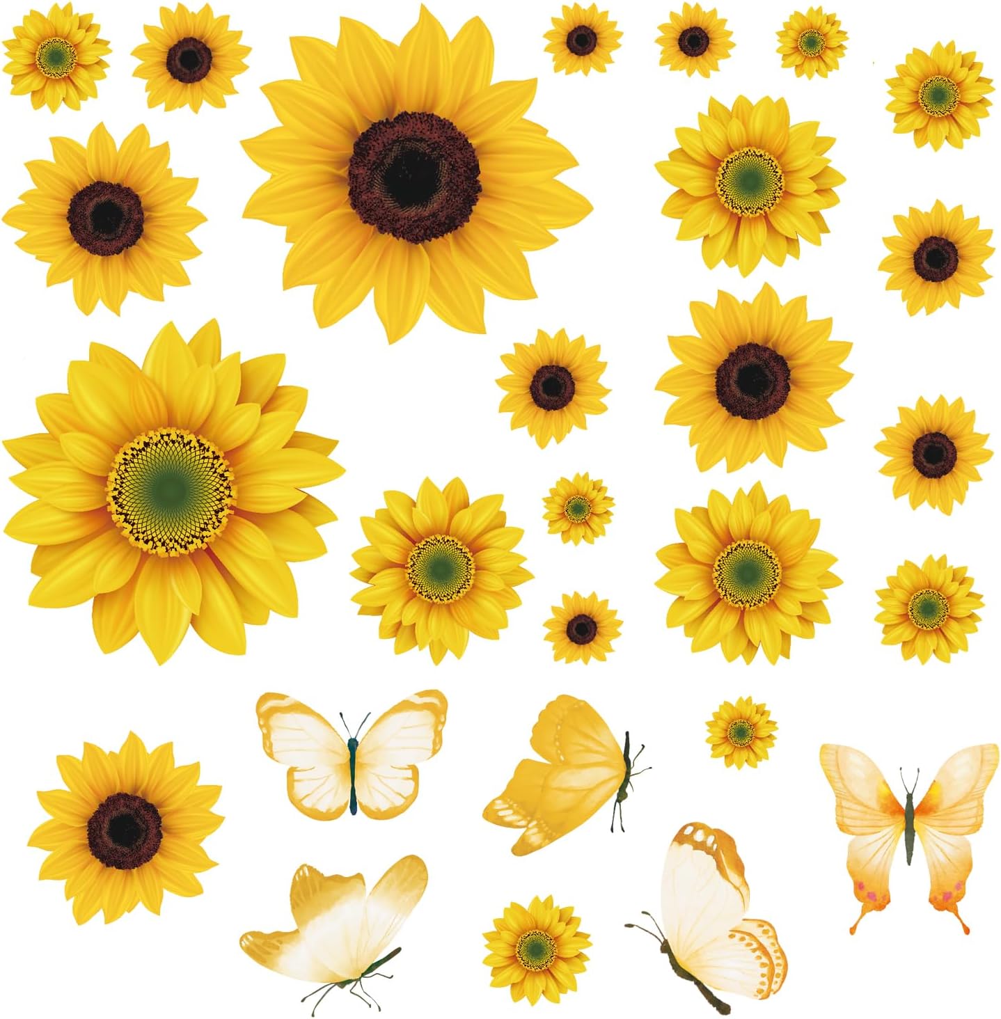 Amazon.com: Big Sunflower Butterfly Wall Decals Garden Flower Wall ...
