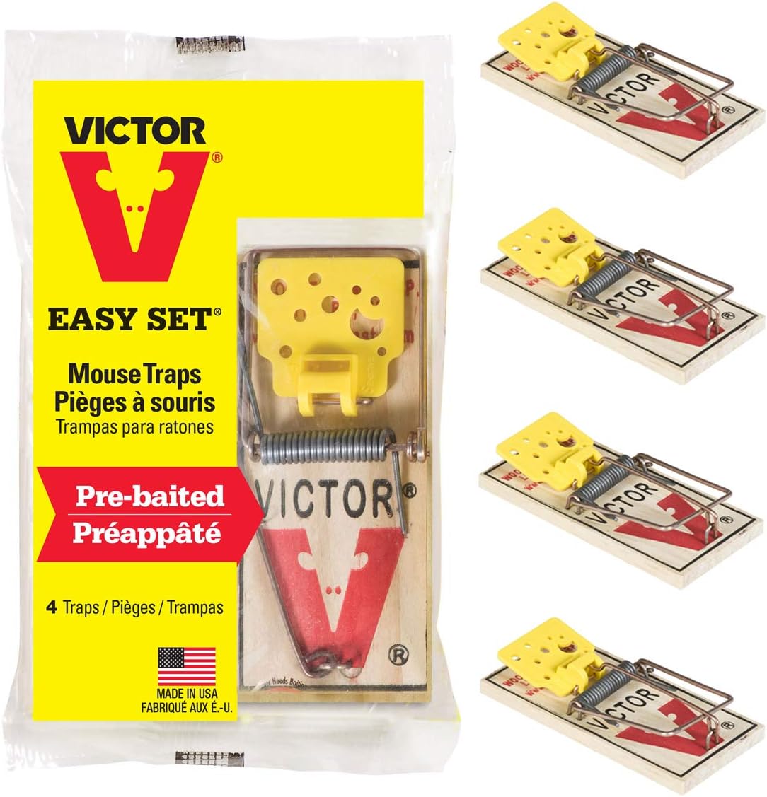 Victor Lot de 4 Pièges à souris Easy Set - Tapette en bois avec pédale ...
