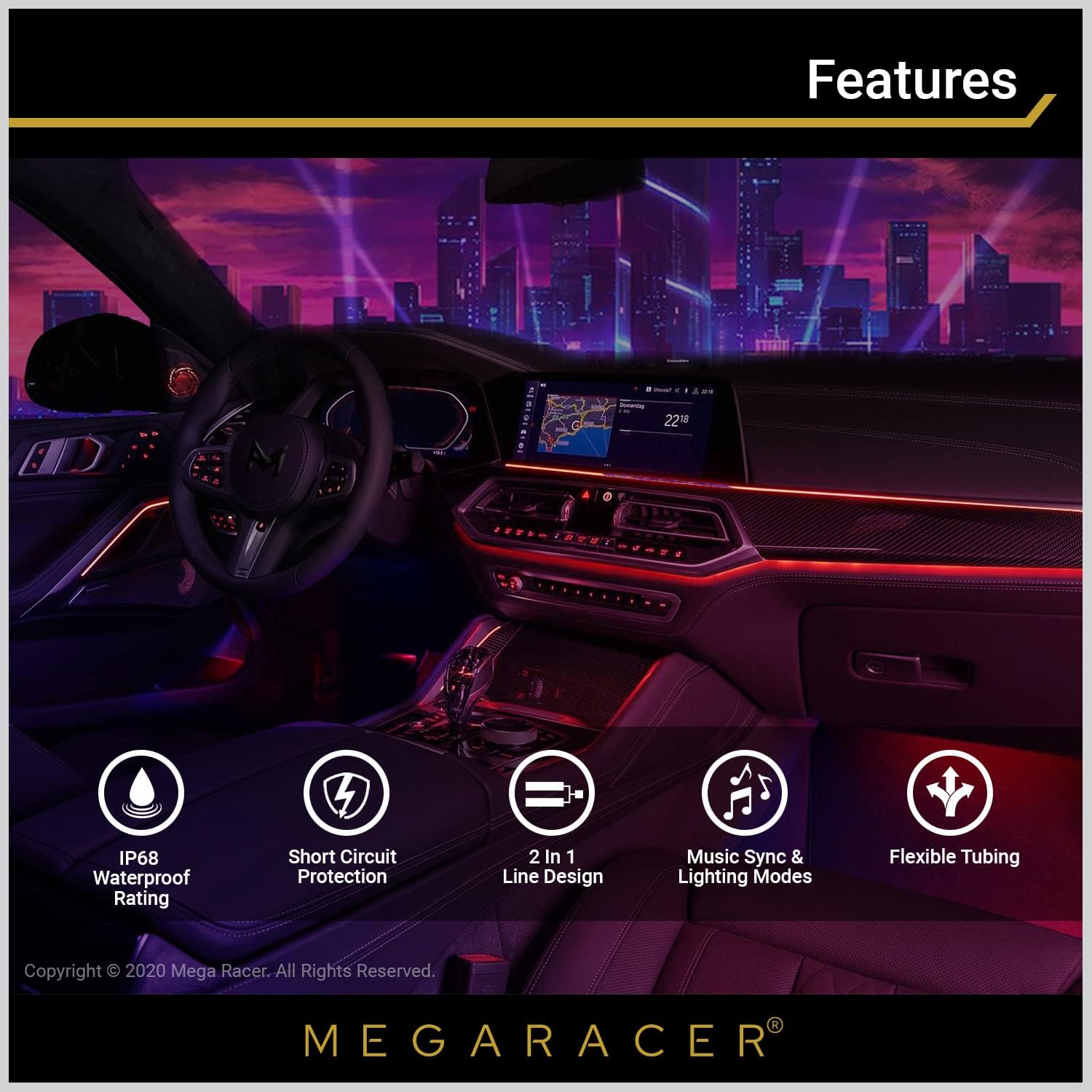 Buy Mega Racer LED Interior Car Lights - Over 16 Million Custom RGB ...