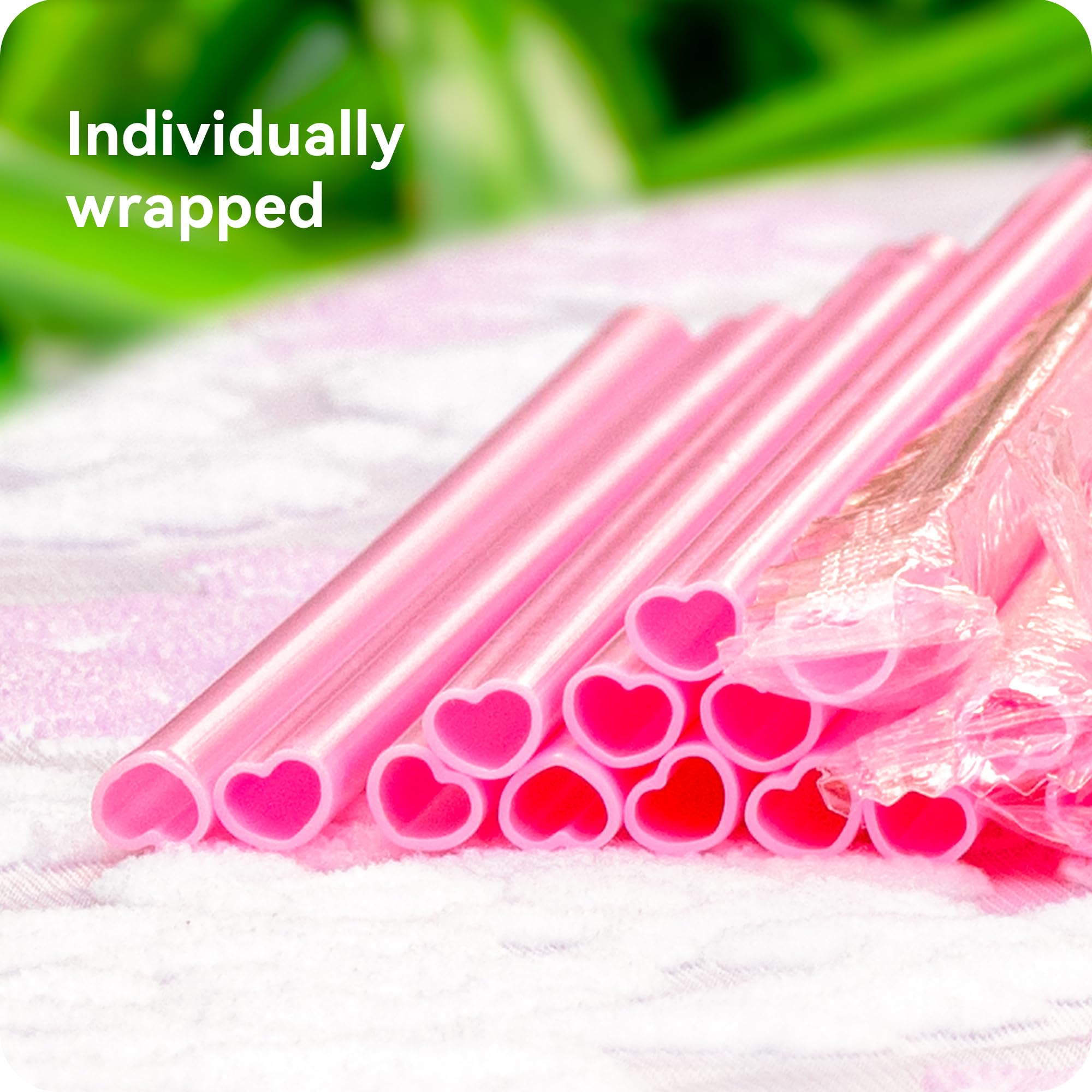 Snapklik.com : Snowfall 50 Pcs Pink Heart Shaped Disposable Straws ...