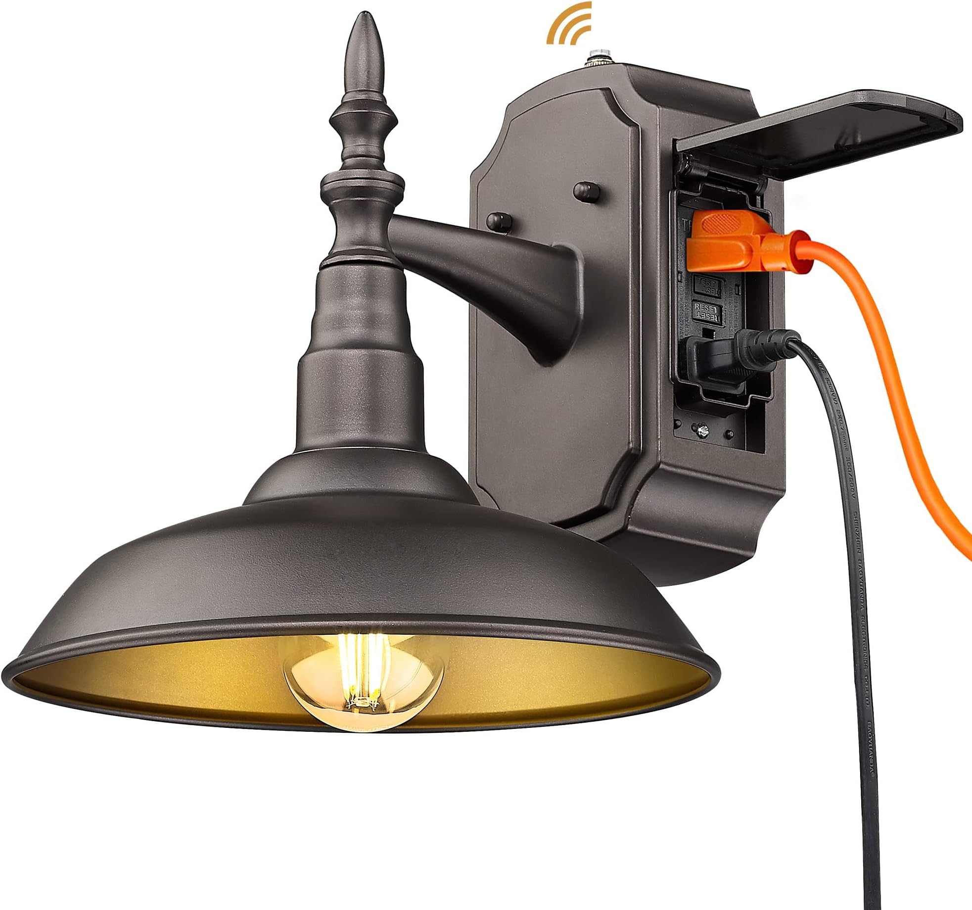 Seovix Outdoor Barn Light GFCI Outlet, Dusk to Dawn Exterior Wall ...