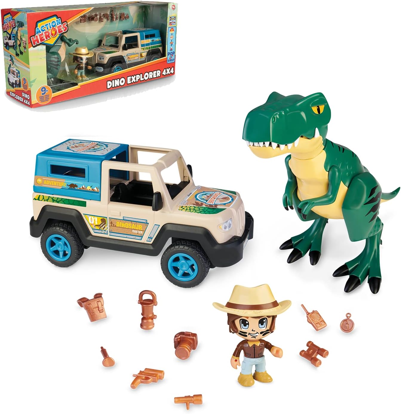 Action Heroes Dino Explorer 4x4, vehicle and figure playset with mix ...