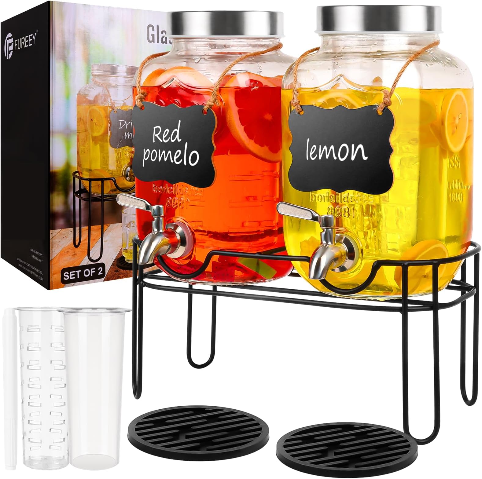 Amazon.com | 1 Pack 1 Gallon Glass Drink Dispensers for Parties ...