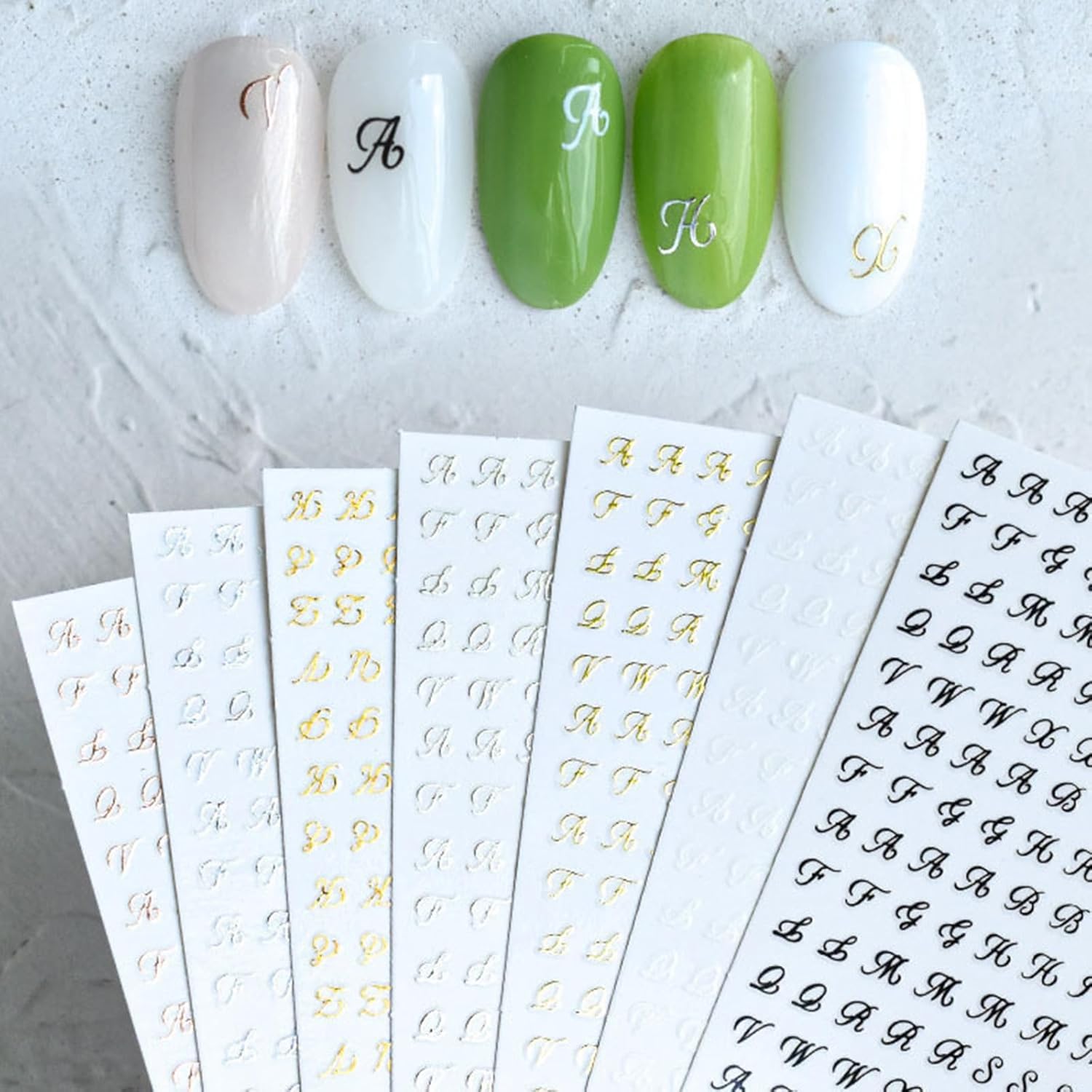 Amazon.com: 7 Sheets Letters Nail Art Stickers Old English Letter Nail ...