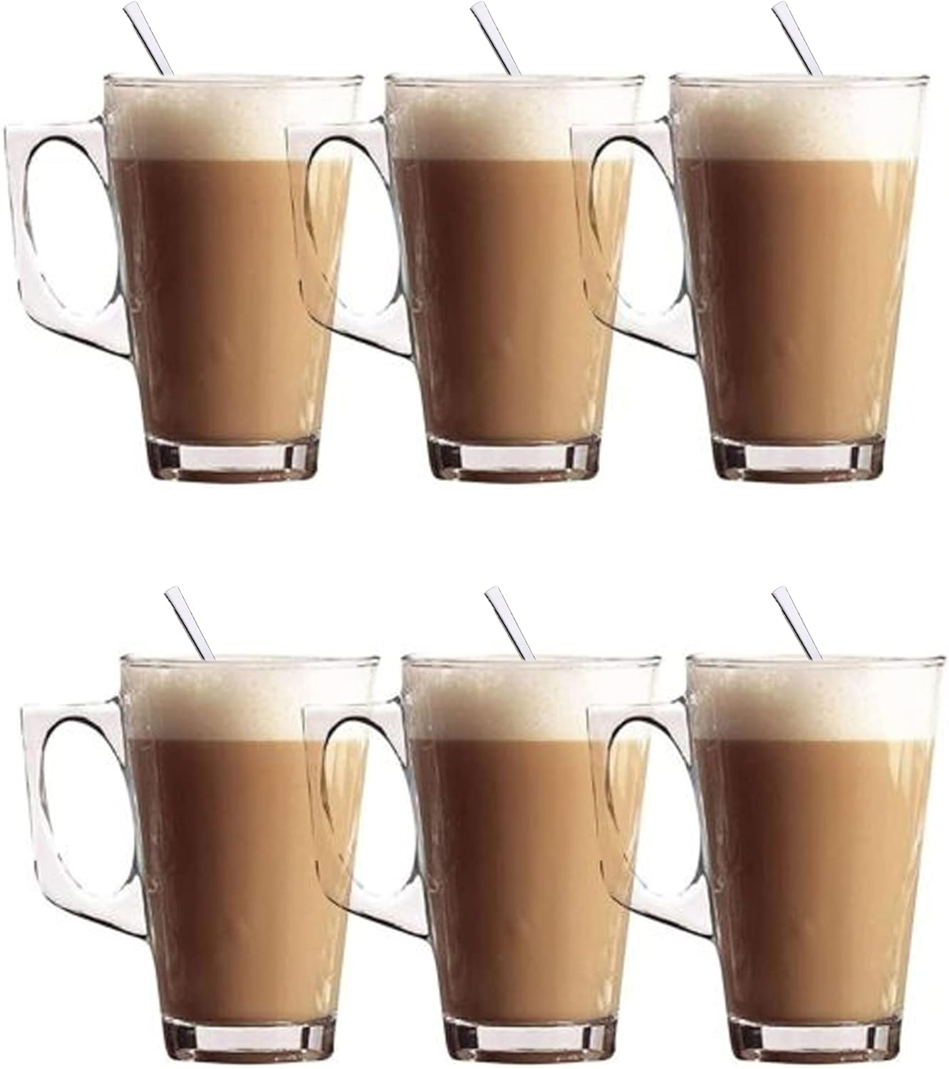 Pack of 6 Latte Glass Hot Chocolate Hot Drinks Cups Glasses Coffee Cup ...