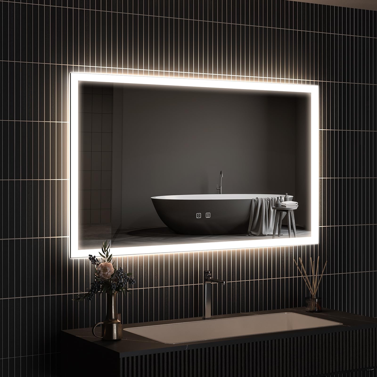 Amazon.com: STMHOM 55x30 LED Bathroom Mirror with Lights,Anti-Fog ...