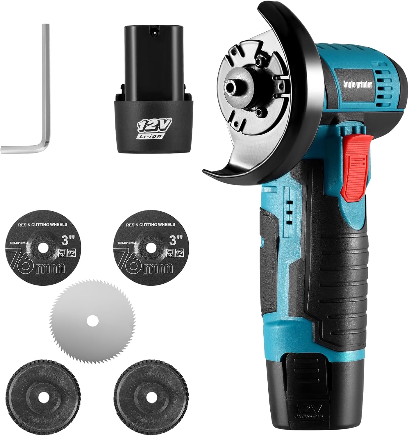 Cordless Angle Grinder Kit, 12V Mini Power Tool for Cutting, Polishing ...