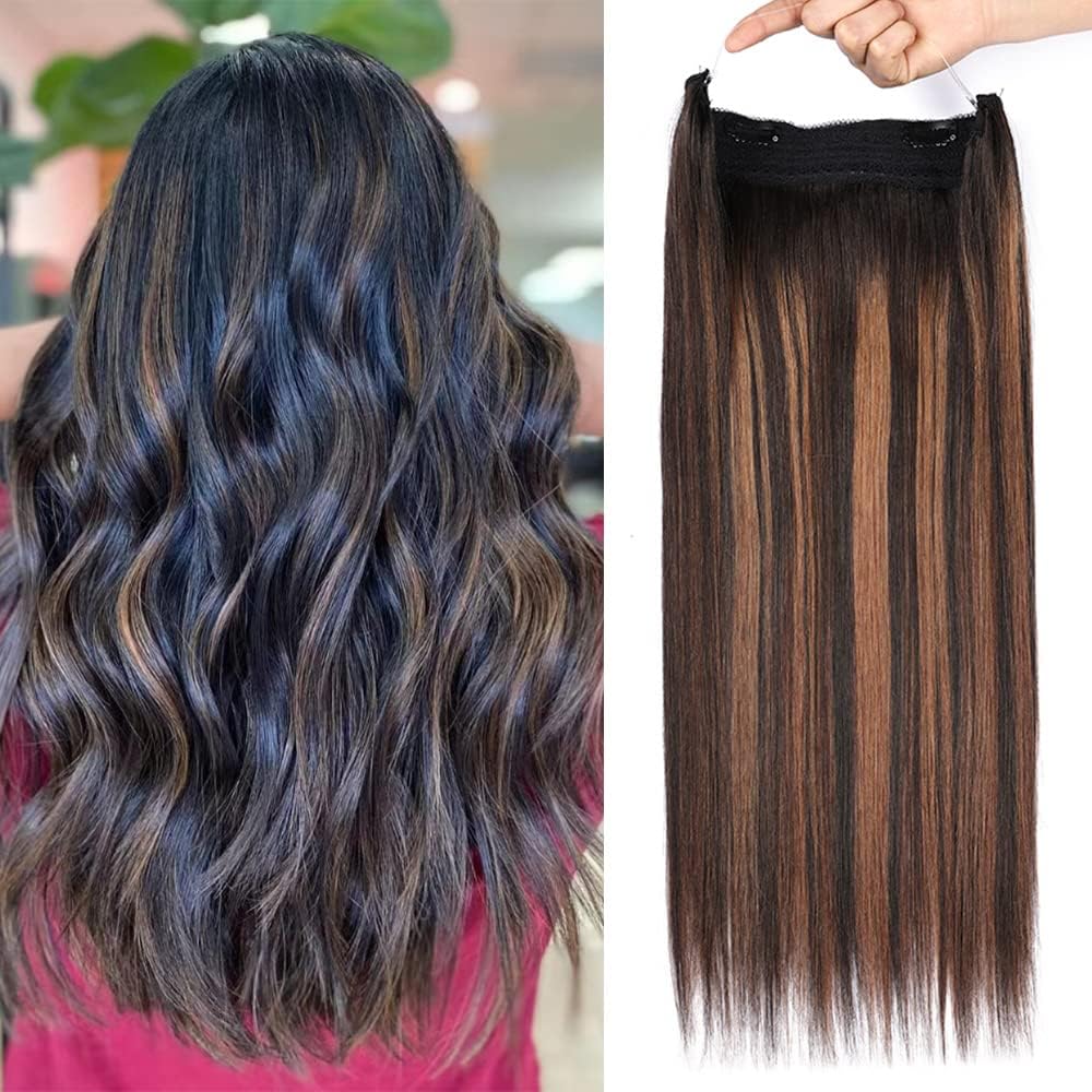 Amazon.com : Funssiso Halo Hair Extensions Real Human Hair Extensions ...