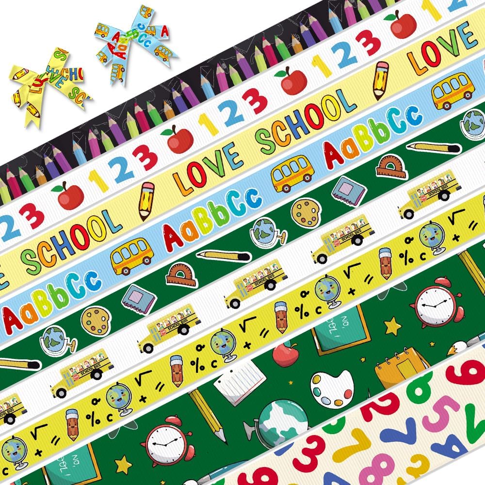 Amazon.com: 9-Piece Grosgrain Decor Ribbons - Love ABC 123 Words School ...