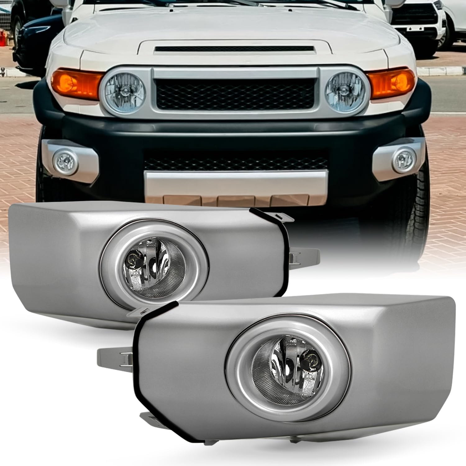 Amazon.com: AKKON - Fits 2007-2014 Toyota FJ Cruiser Chrome Fog Lights ...