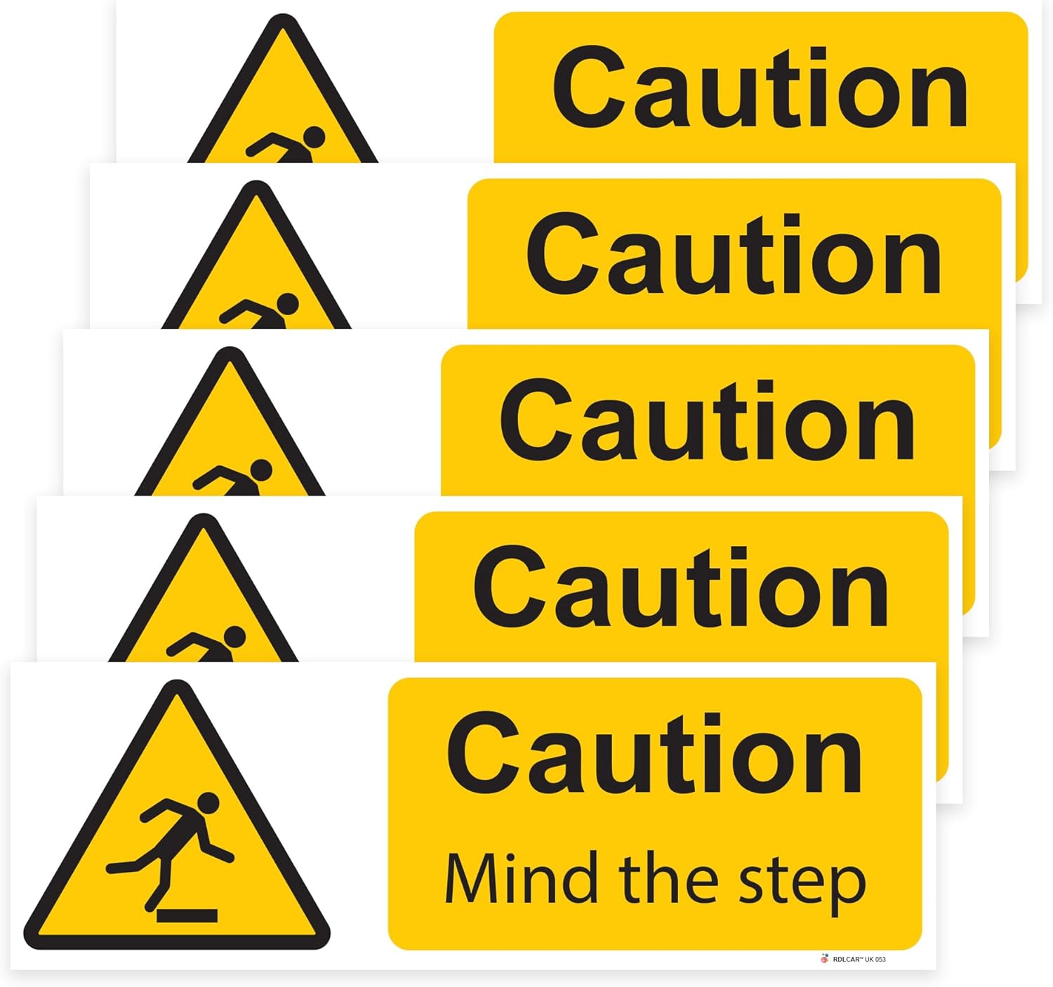 RDLCAR Mind The Step Safety Signs Pack of 5 100mm x 300mm Durable ...