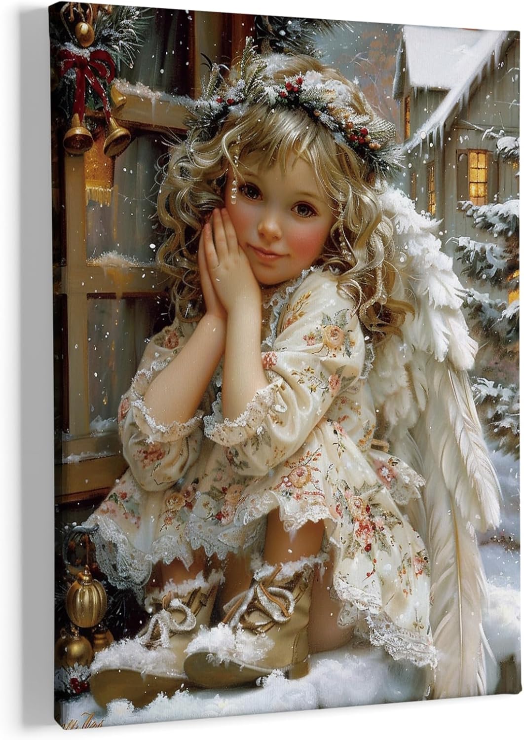 Amazon.com: HIWX Vintage Christmas Angle Wall Decor, Christmas Framed ...