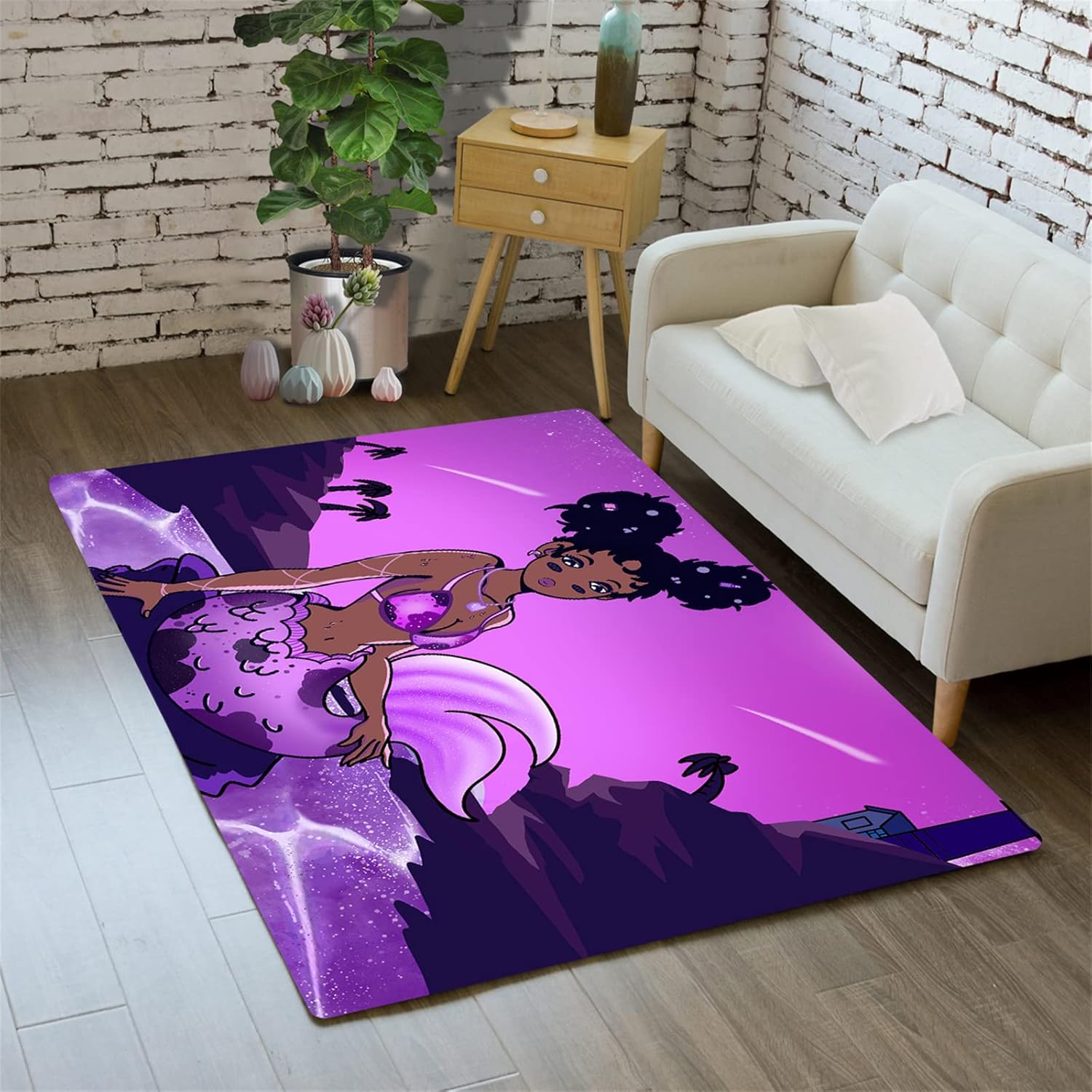Amazon.com: BATATADOCE African American Black Girl Area Rug Teen Rugs ...
